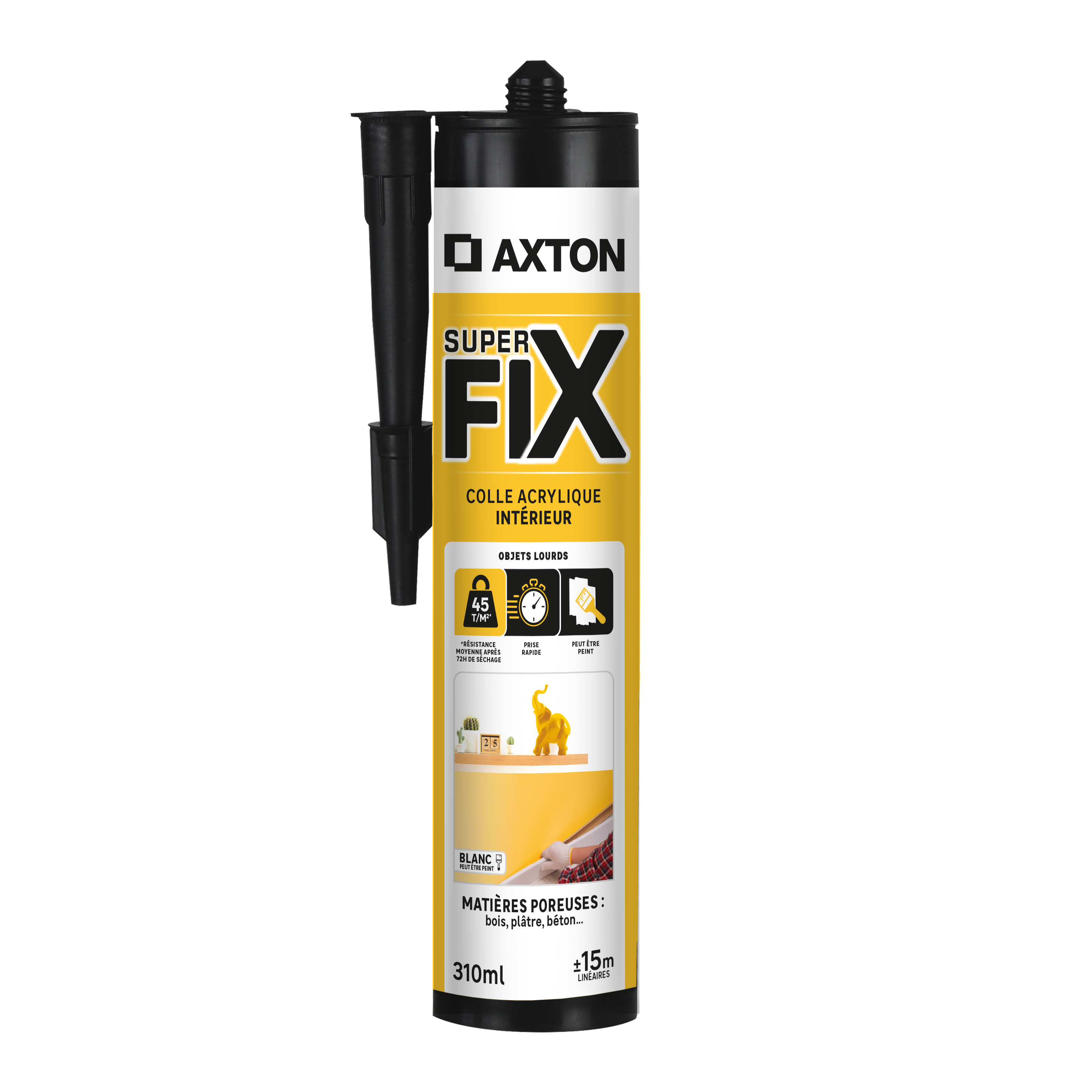 Colle de fixation pâte acrylique Super fix AXTON, 310ml blanc | Leroy ...
