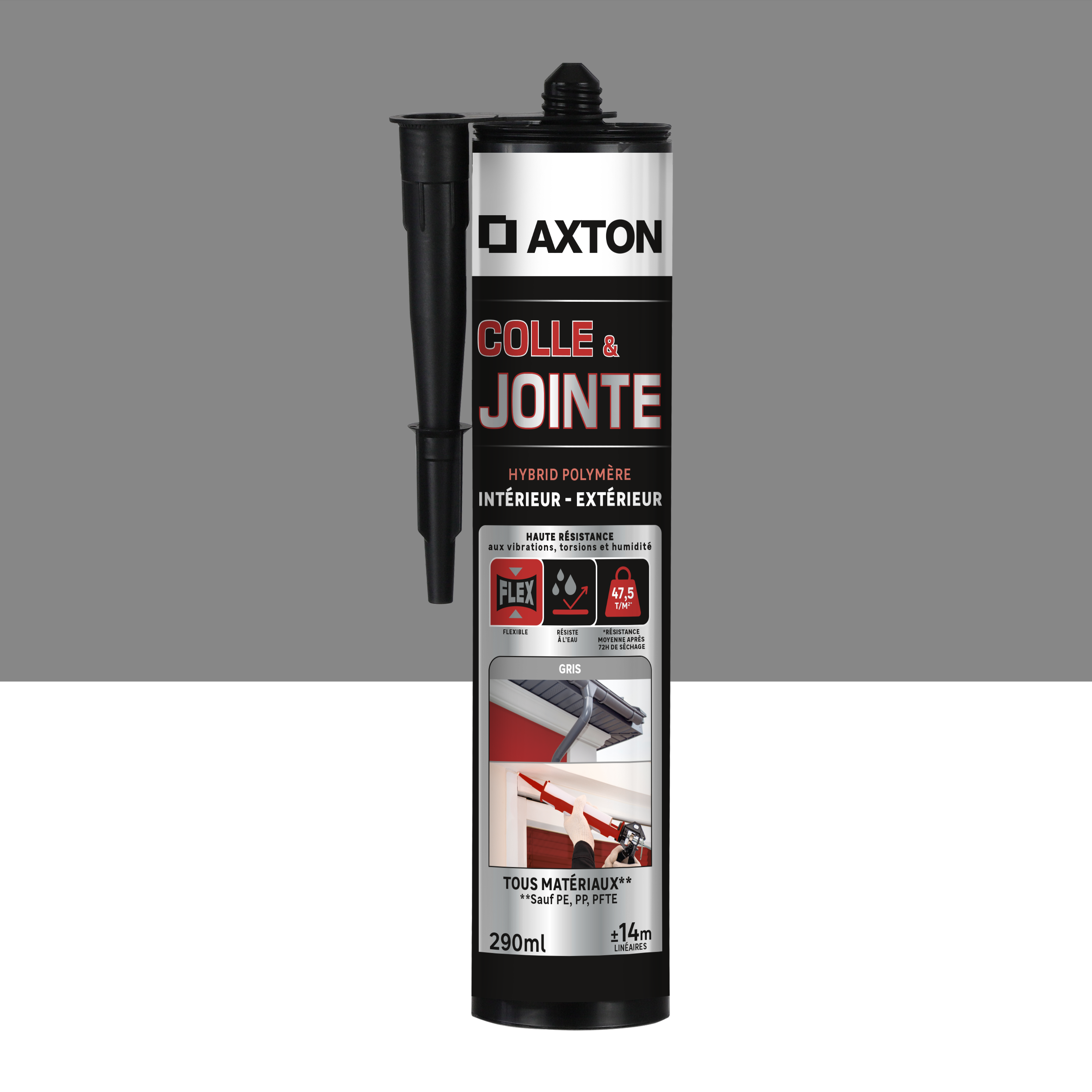Colle de fixation MS polymère Colle & jointe AXTON, 290ml gris | Leroy ...