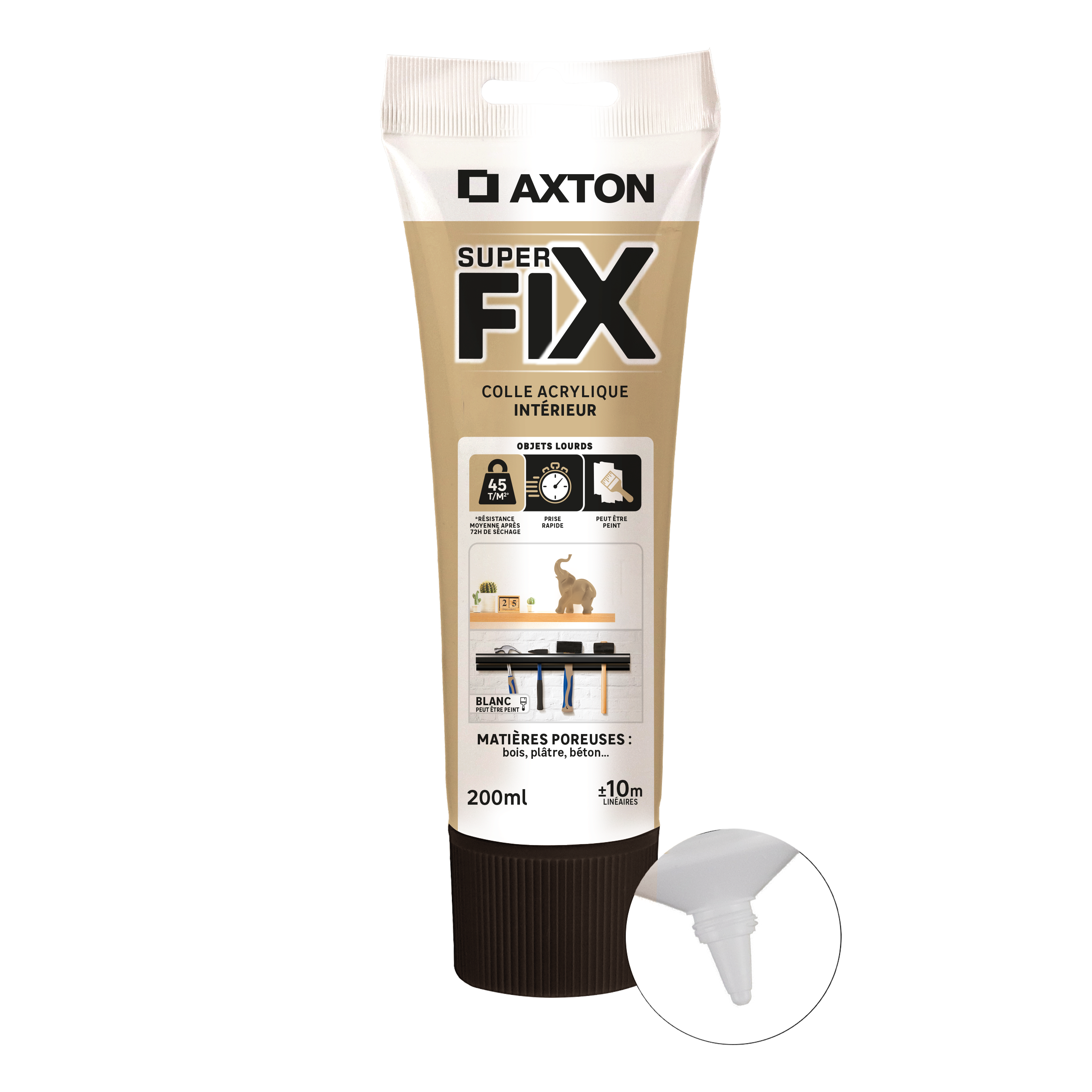Colle de fixation acrylique tout fixer blanc, AXTON, 200ml | Leroy Merlin