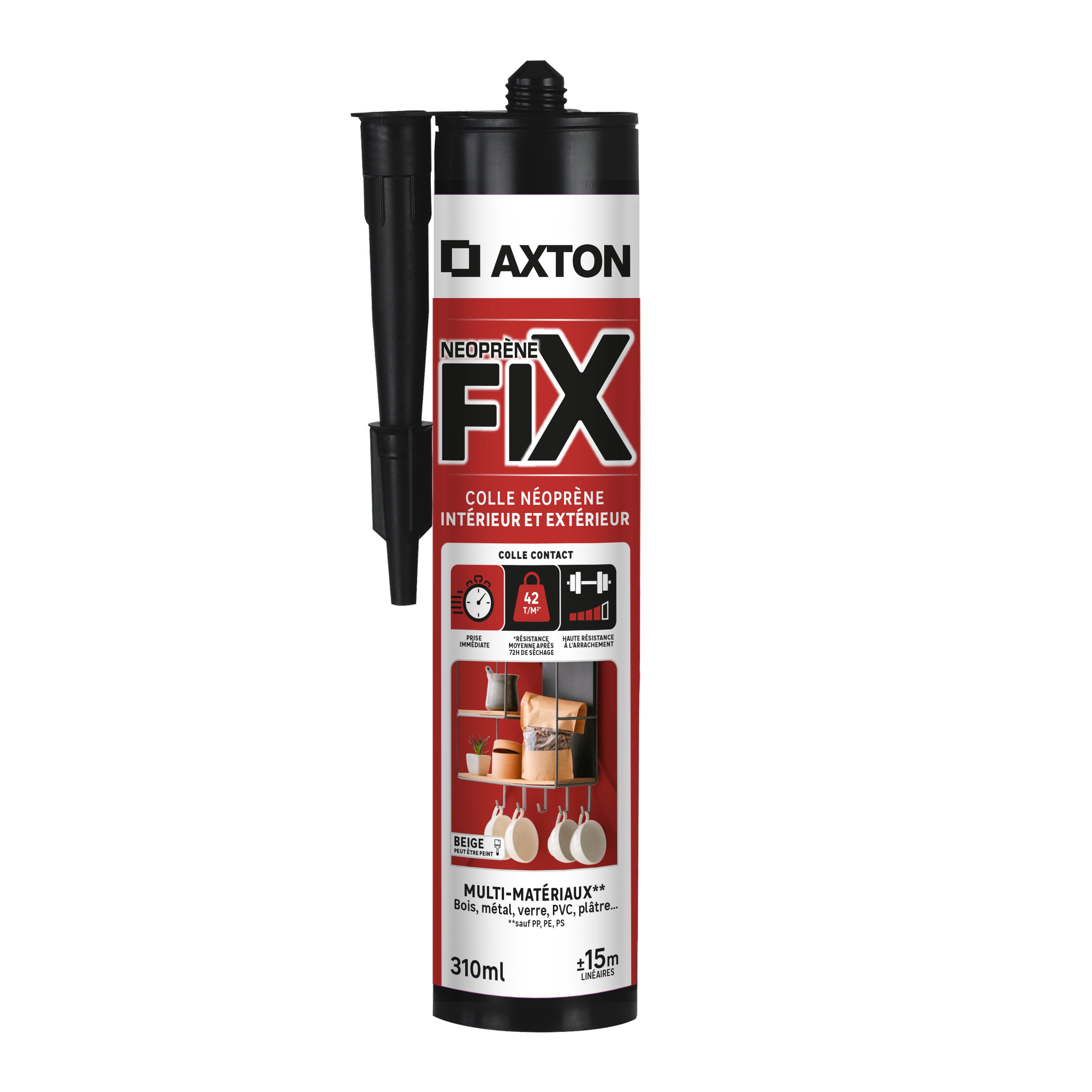 Colle de fixation pâte néoprène Intérieur/extérieur AXTON, 310ml beige ...