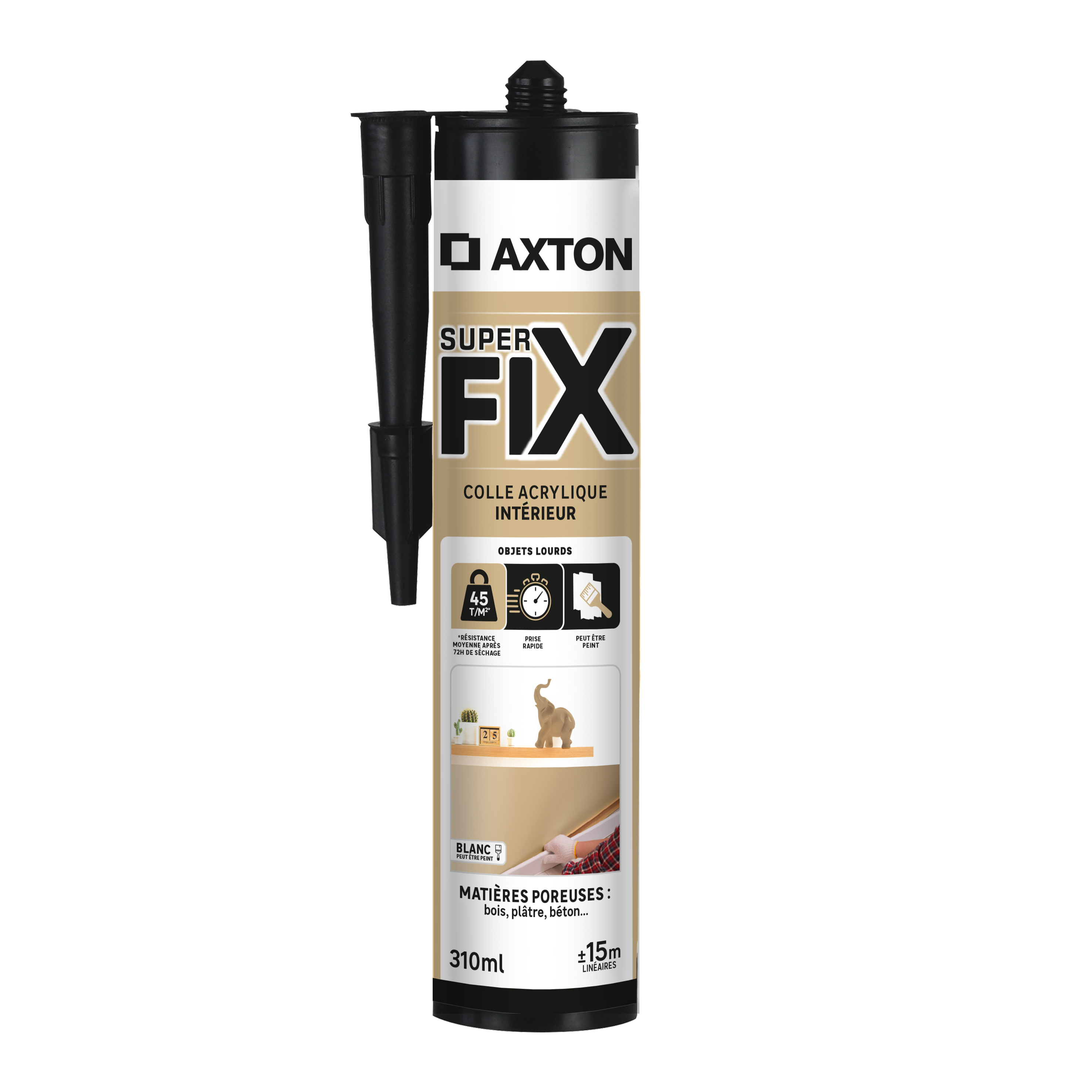 Colle de fixation acrylique, AXTON, 310ml | Leroy Merlin