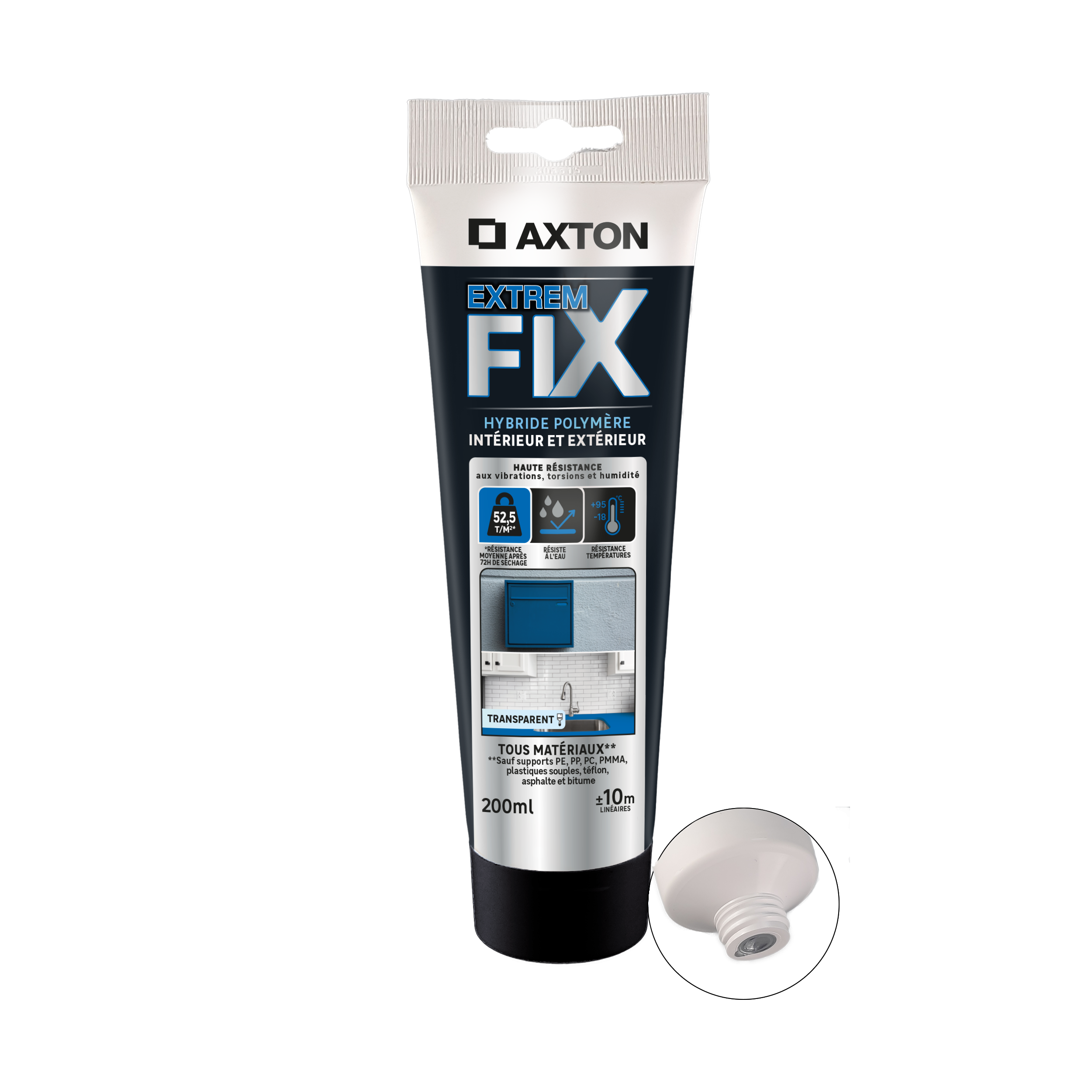 Colle de fixation pâte MS polymère Extremfix AXTON, 200ml transparent ...