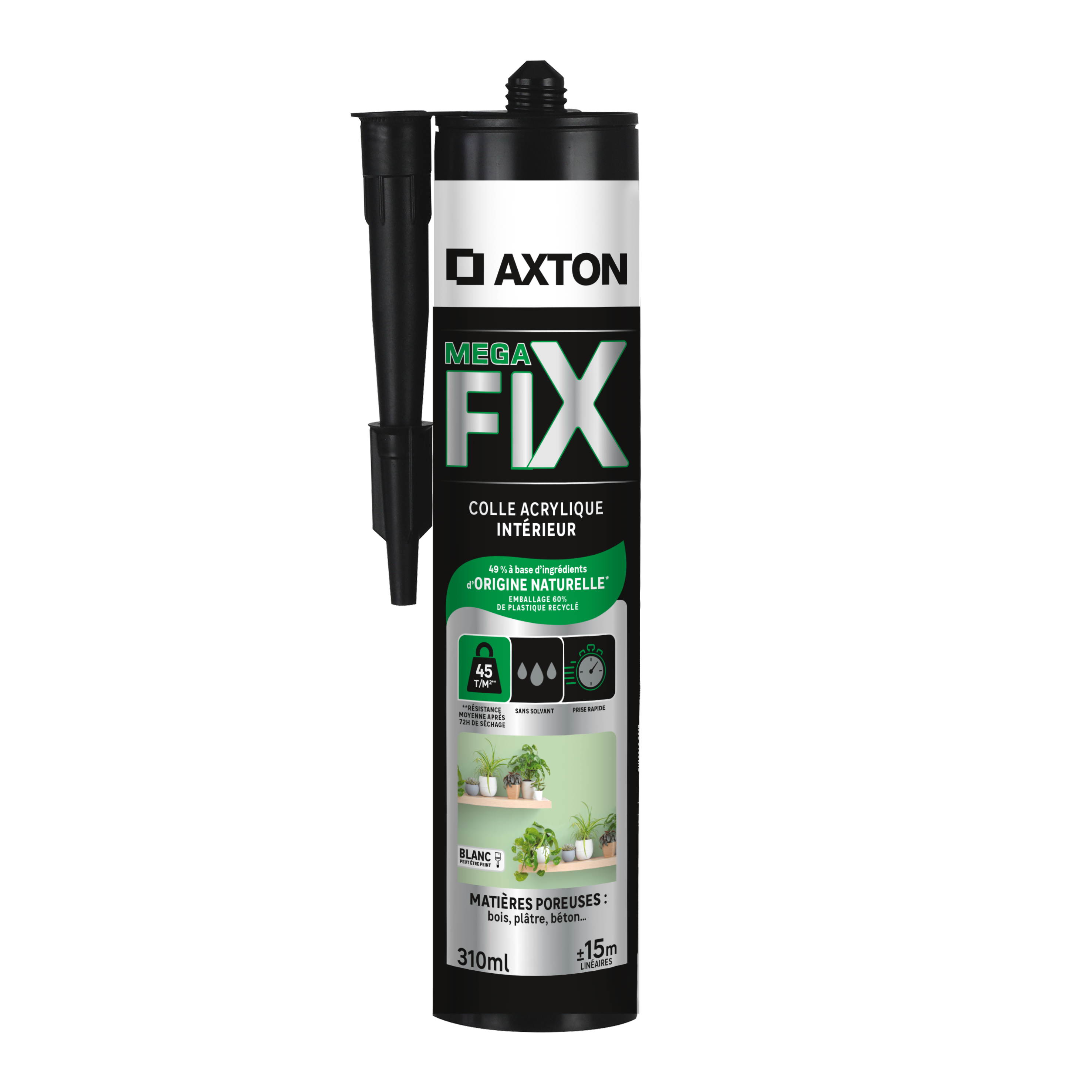 Colle de fixation acrylique Megafix AXTON, 310ml beige | Leroy Merlin