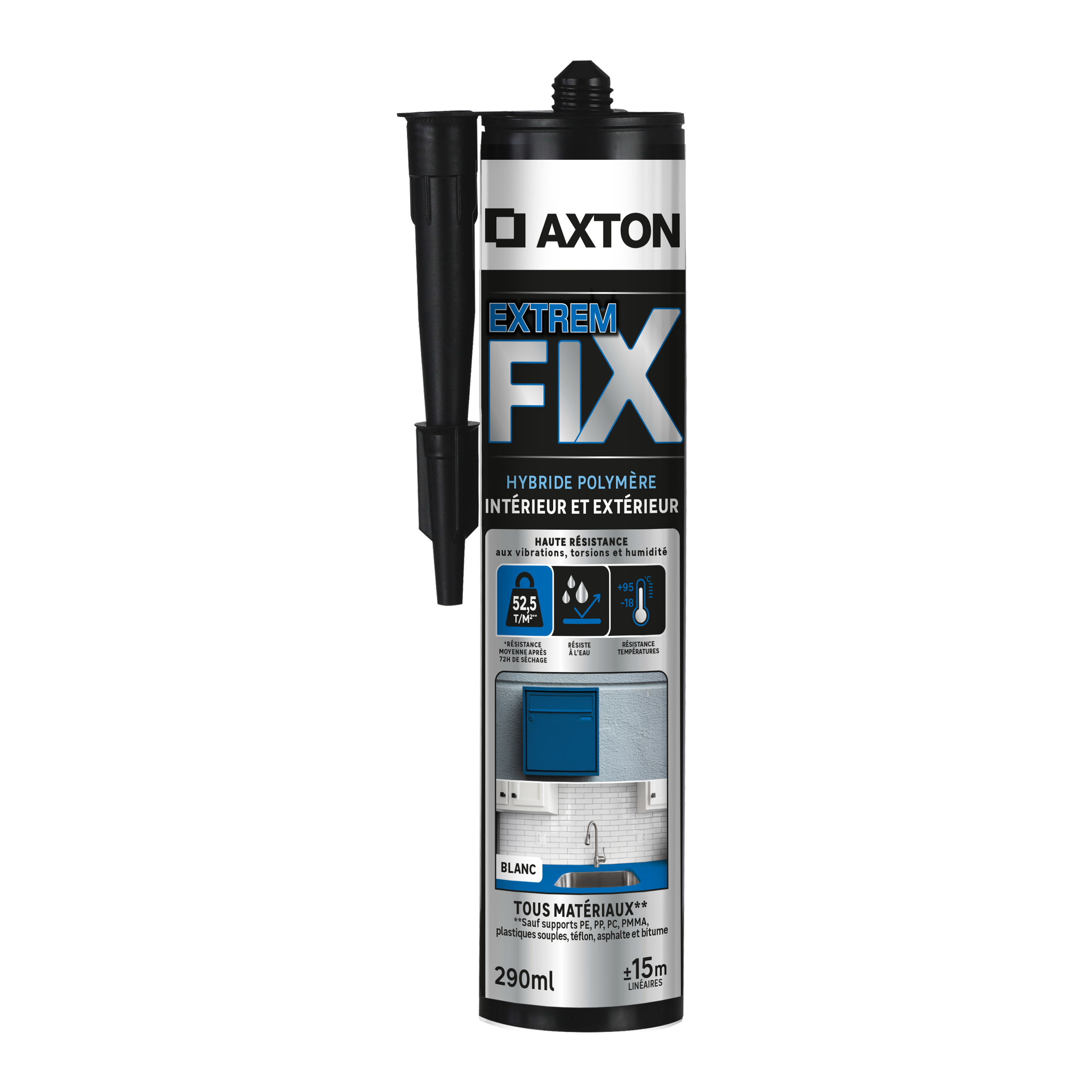 Colle de fixation pâte MS polymère Extremfix AXTON, 290ml blanc | Leroy ...