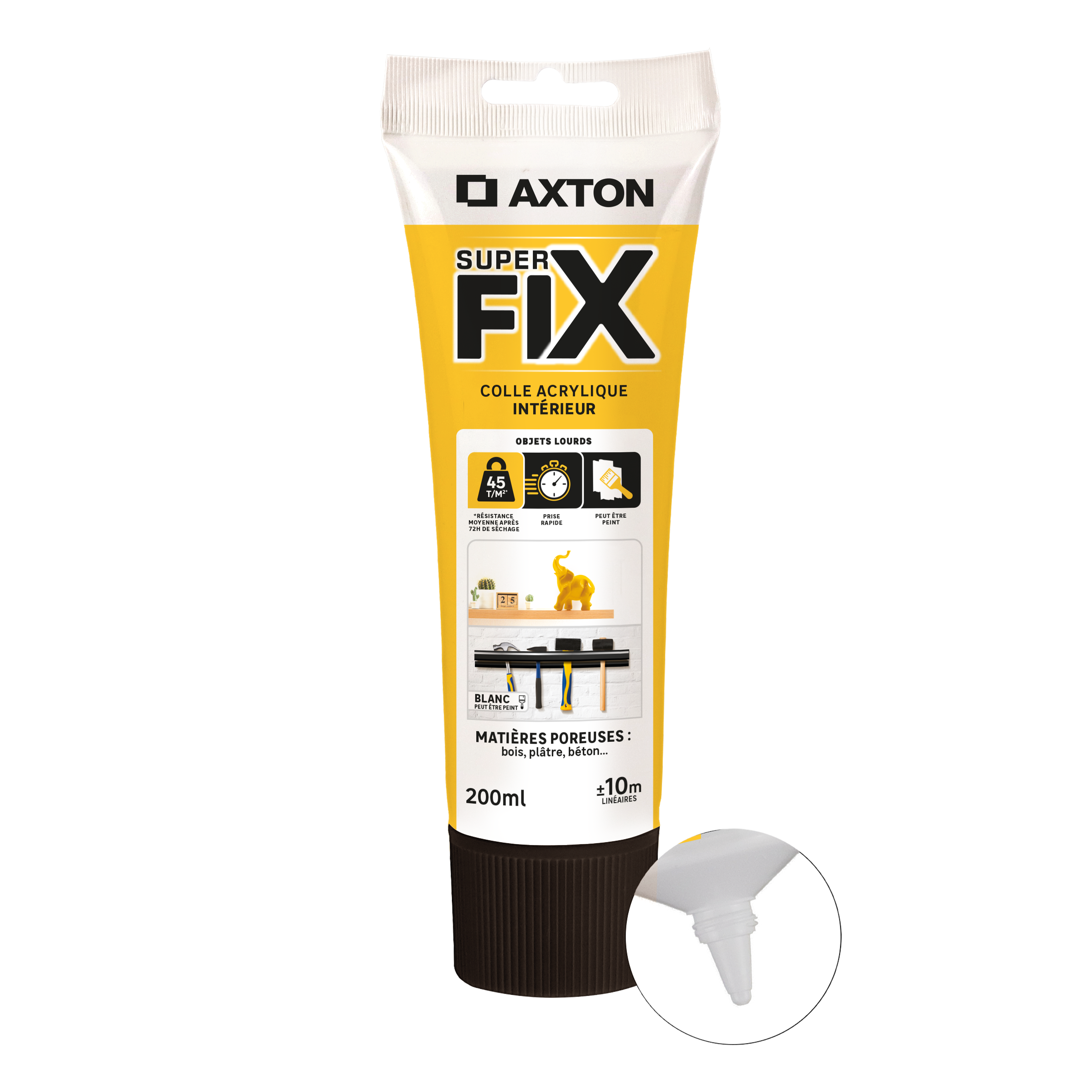 Colle de fixation pâte acrylique Superfix AXTON, 200ml blanc | Leroy Merlin