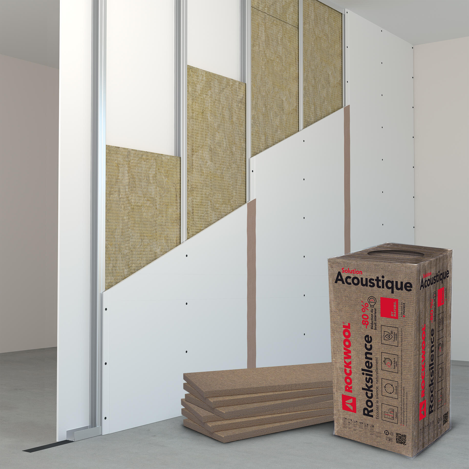 Panneau de laine de roche ROCKWOOL Rocksilence, Ep.40mm, 1.35x0.6m | Leroy Merlin
