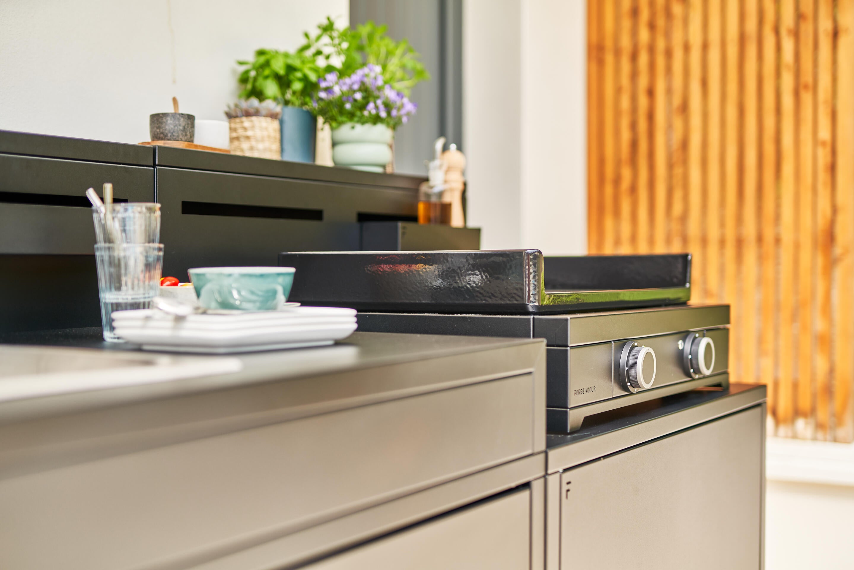 Módulo adicional para cocina exterior soporte plancha y barra de bar ...