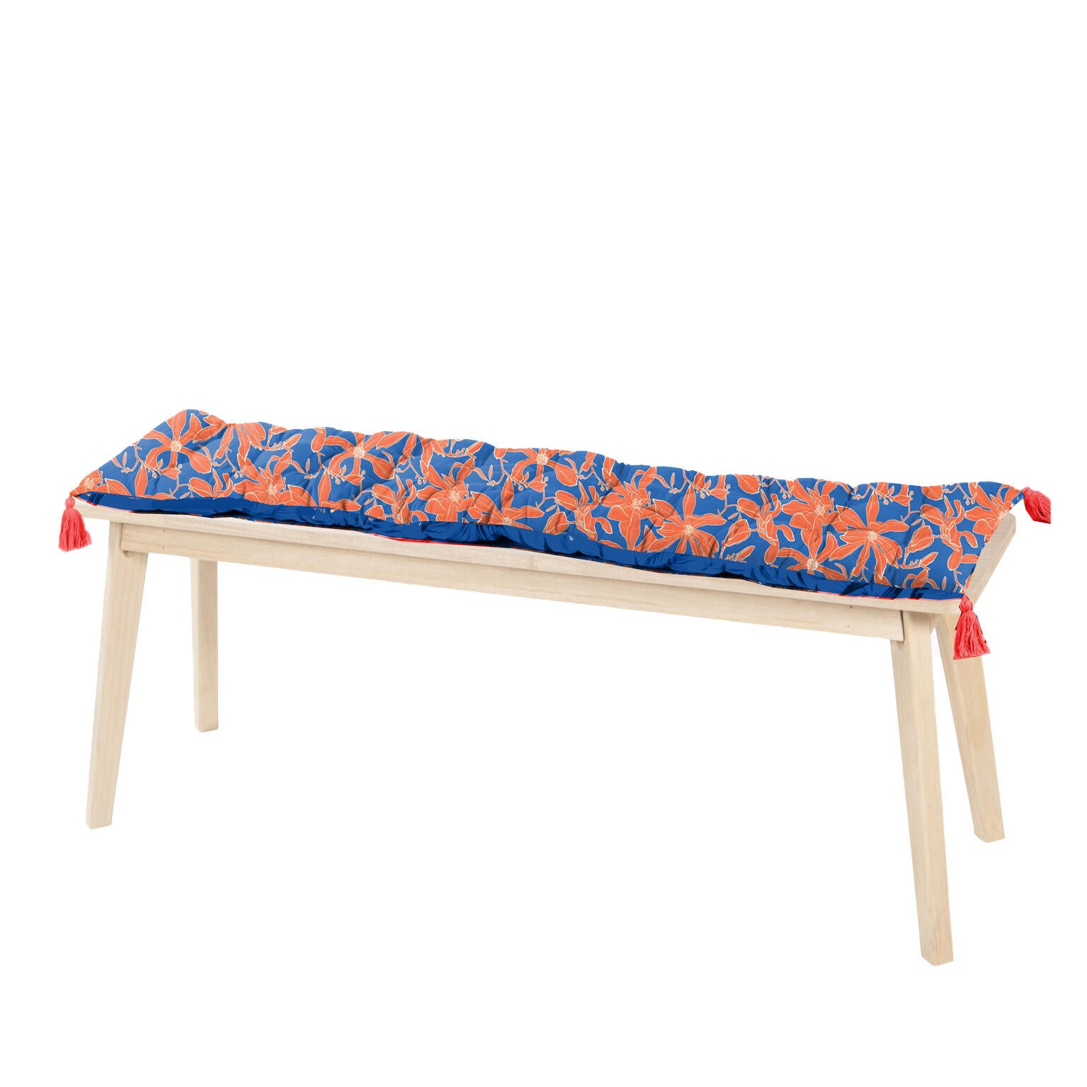 Futon de banc Kalix, bleu et orange l.30 x L.120 cm | Leroy Merlin