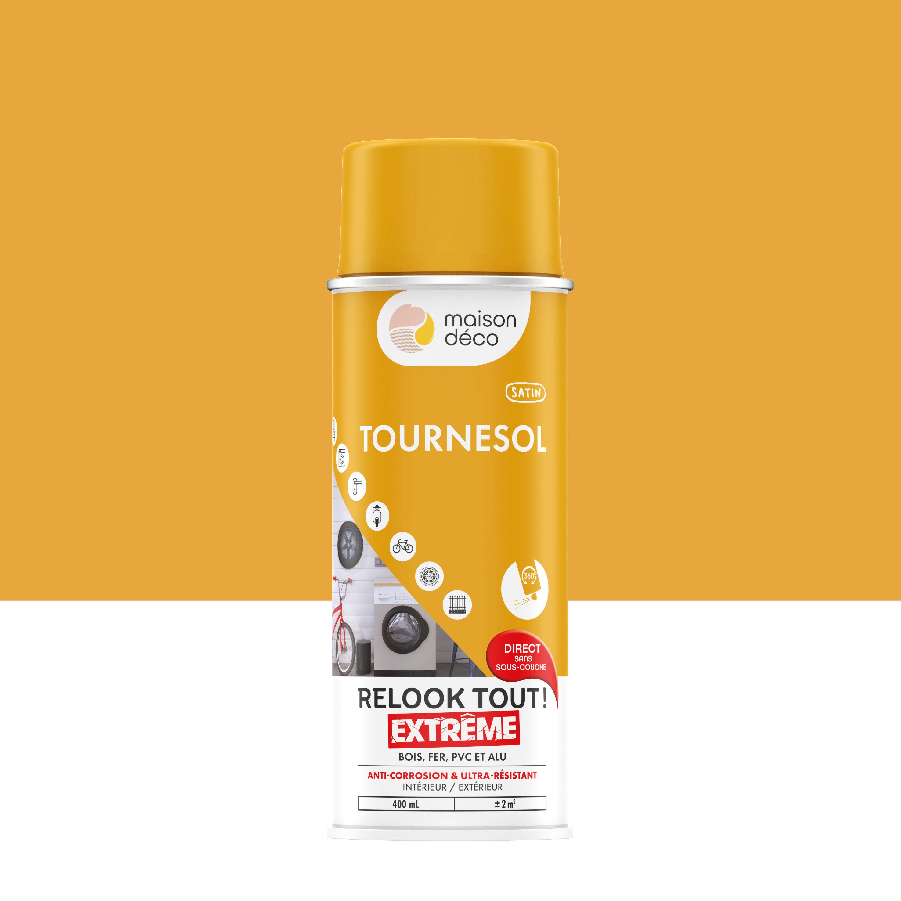 Bombe de peinture Relook tout extrême MAISON DECO tournesol satiné 400 ...
