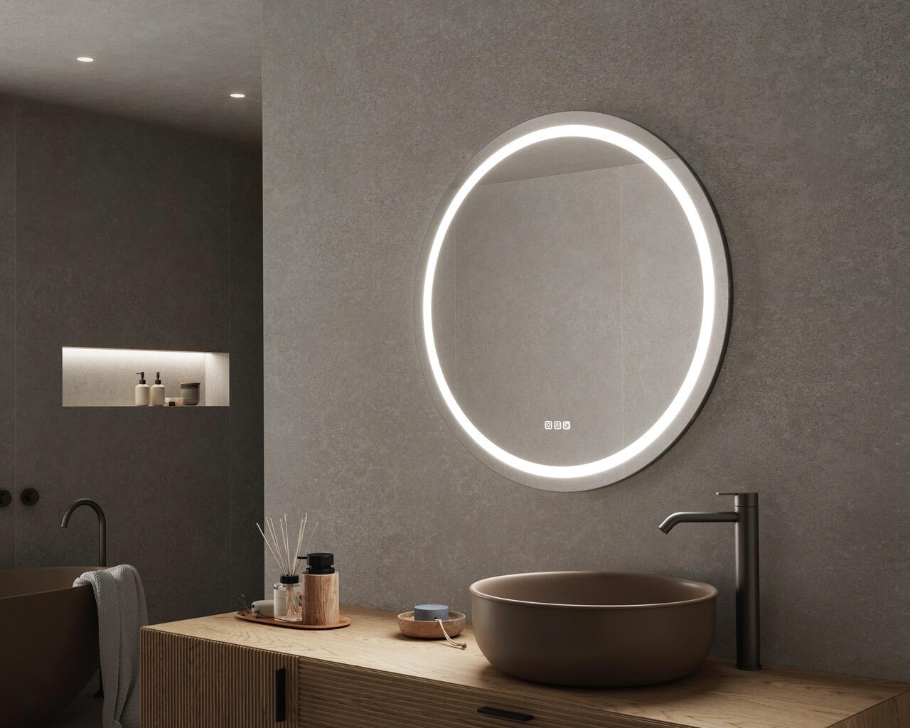 Espejo de baño con luz LED Slim Red antivaho, táctil altavoz, bluetooth ...