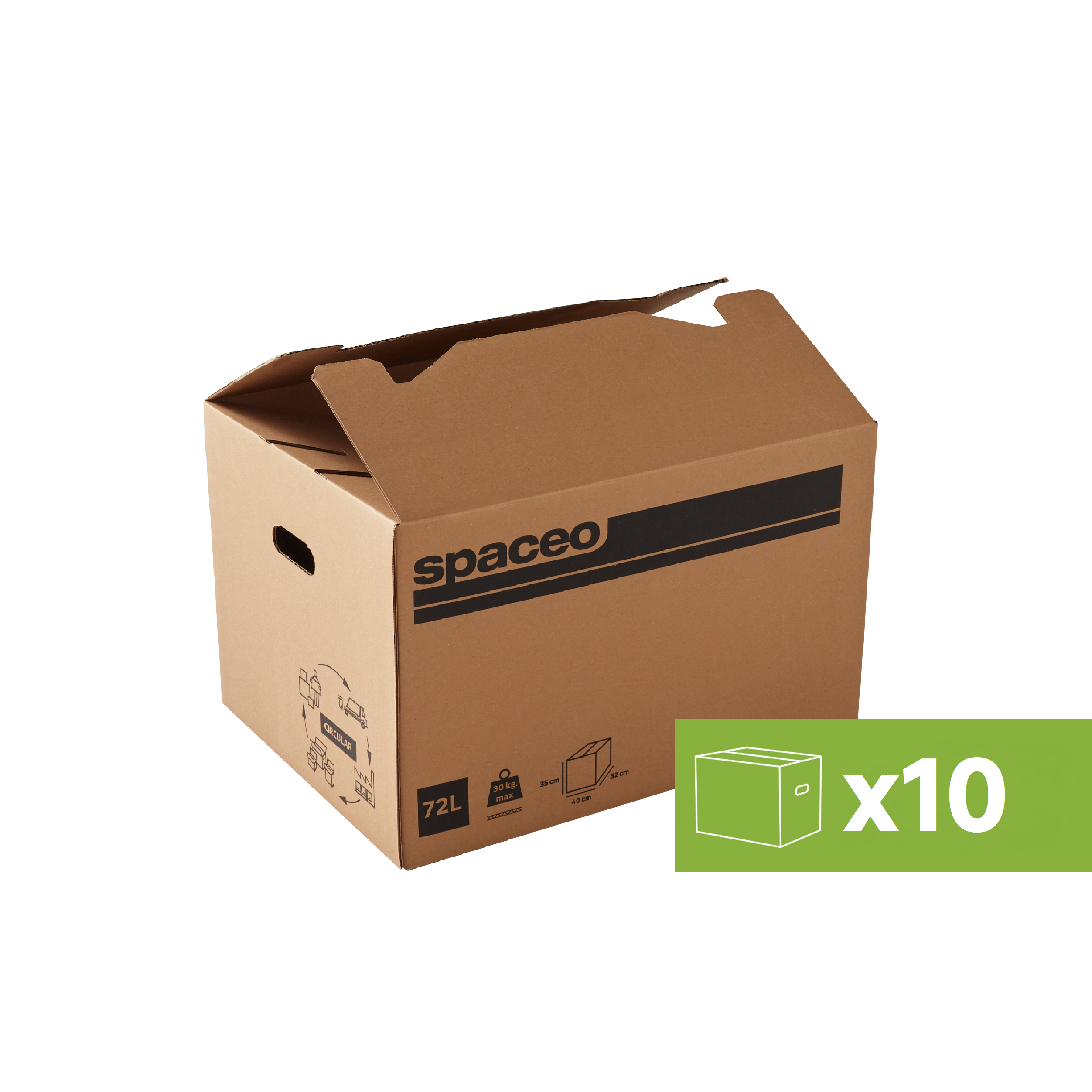 Pack 10 caja de mudanza de 72 L, 35 x 52 x 40 cm (Alt x Anch x Pr ...