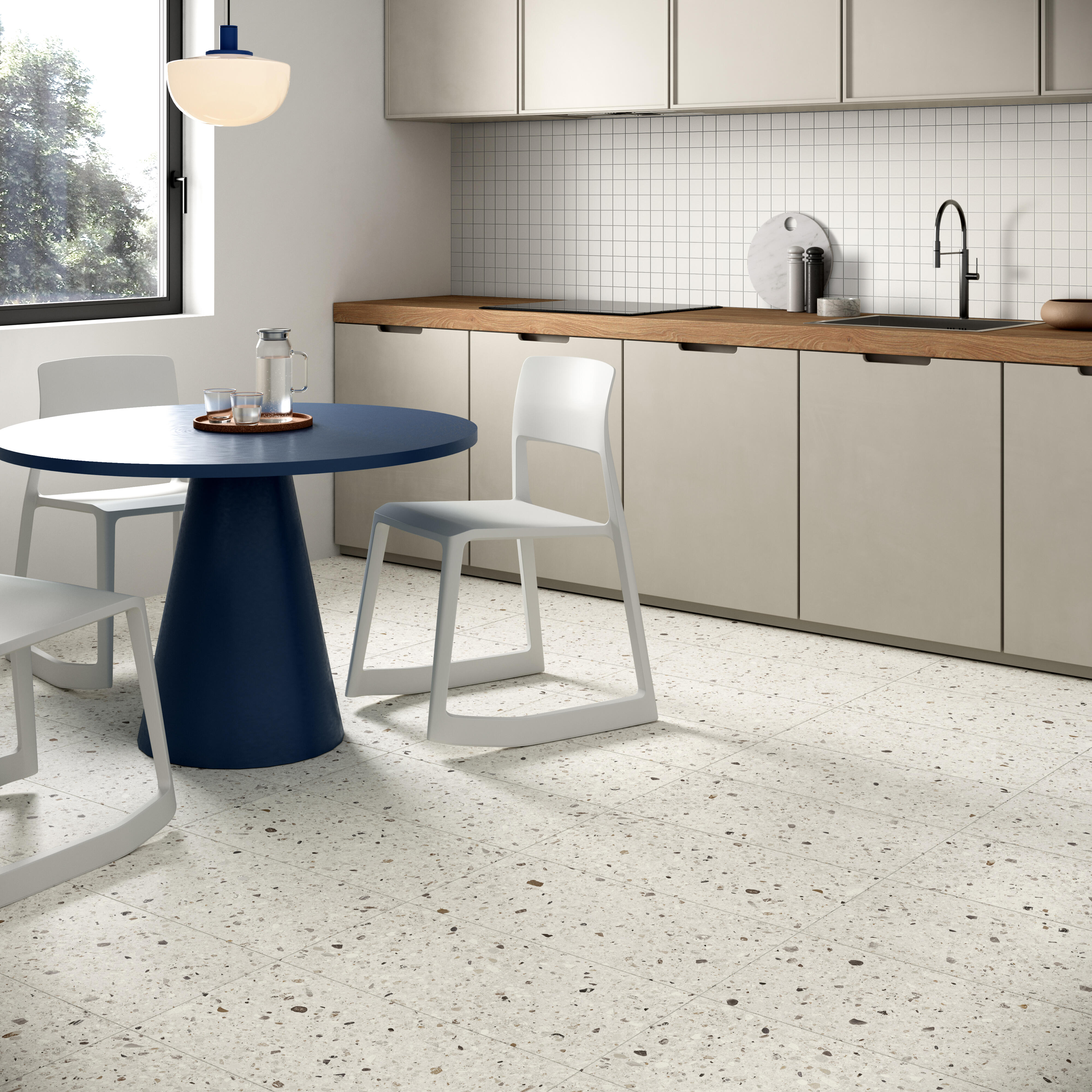 Carrelage sol/mur intérieur effet terrazzo terrazzo blanc Essentiel l ...