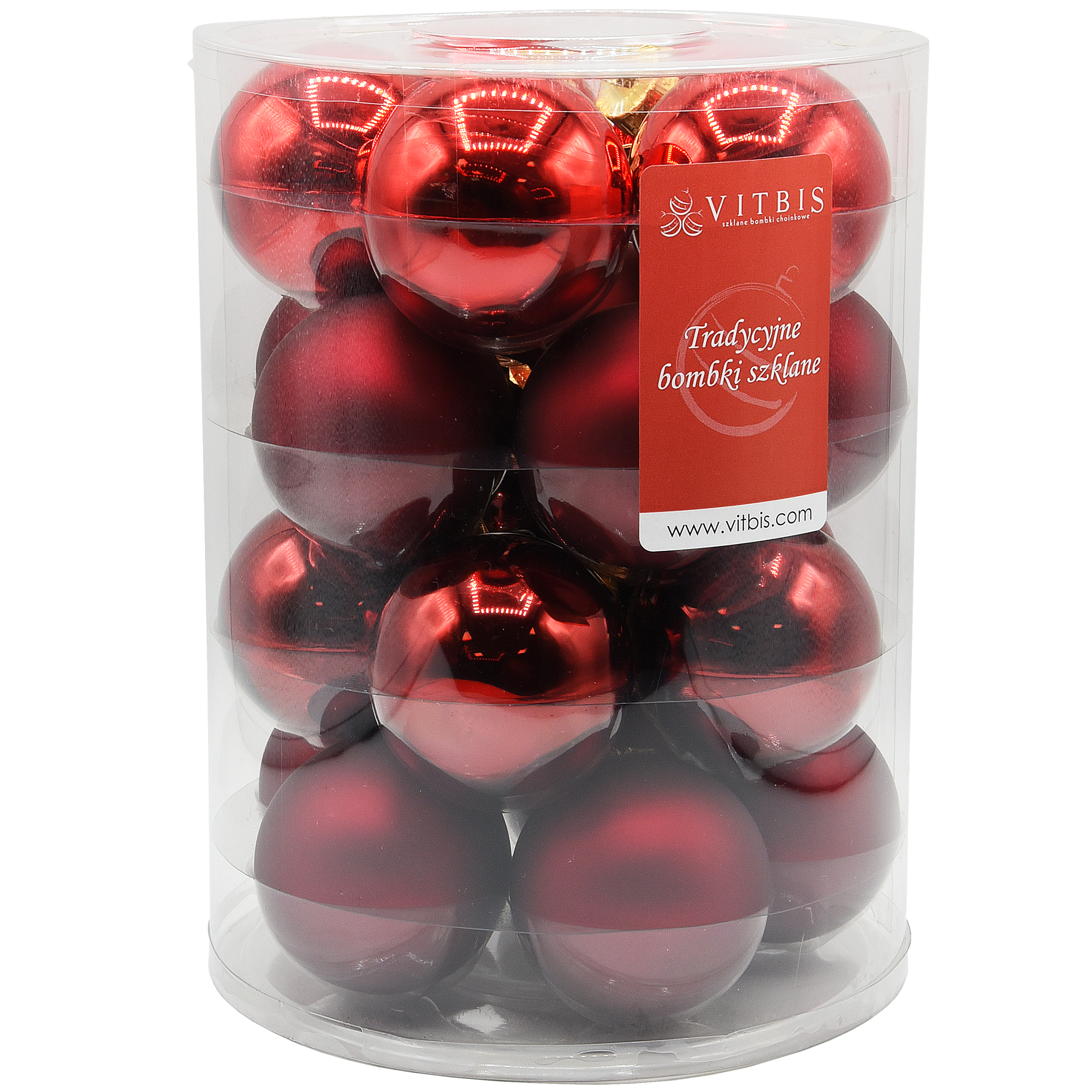 Bombki szklane 6cm 20szt. czerwone mix tuba Vitbis - Leroy Merlin