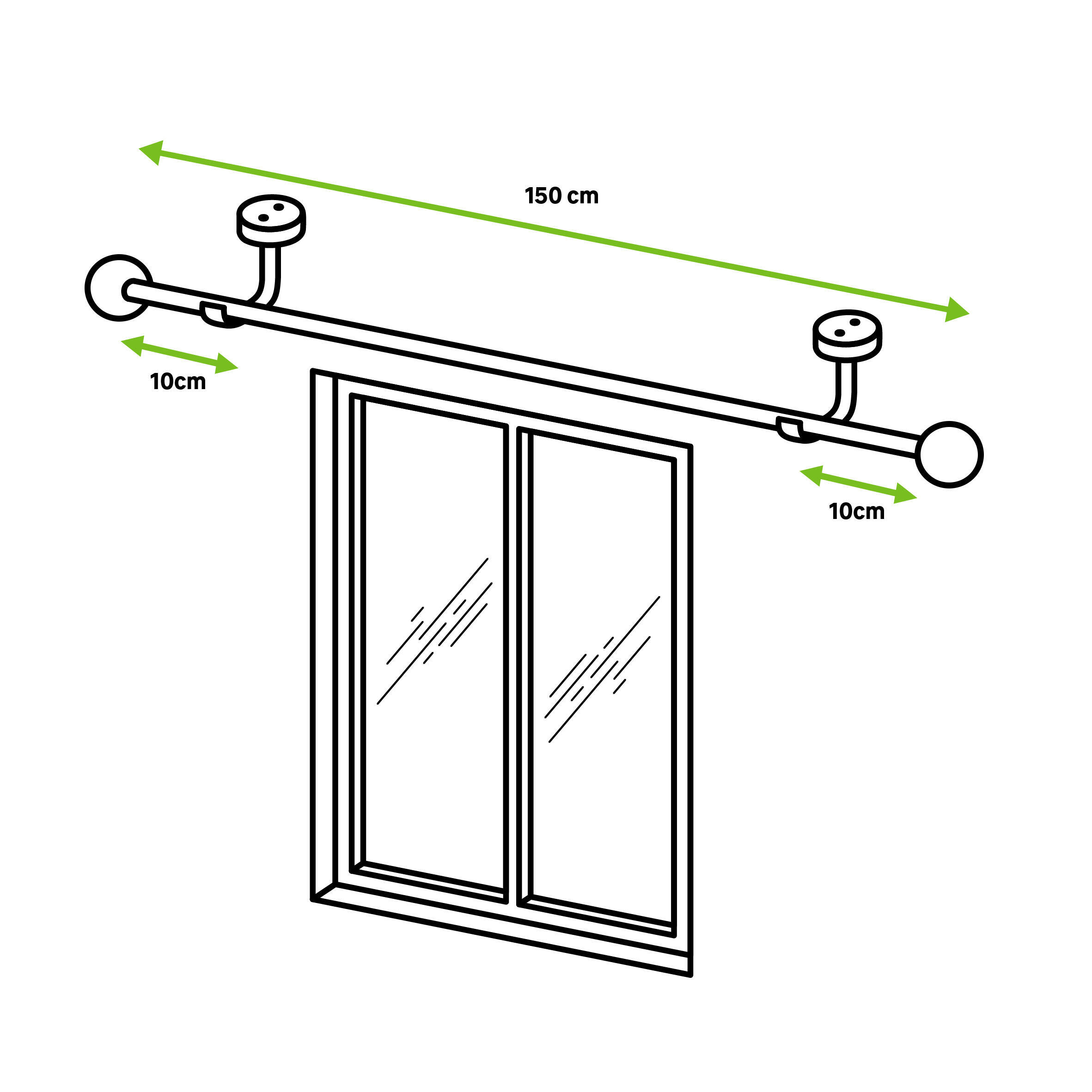 Set barra de metal diámetro 20mm BRONCa techo 1.50m INSPIRE bola ...