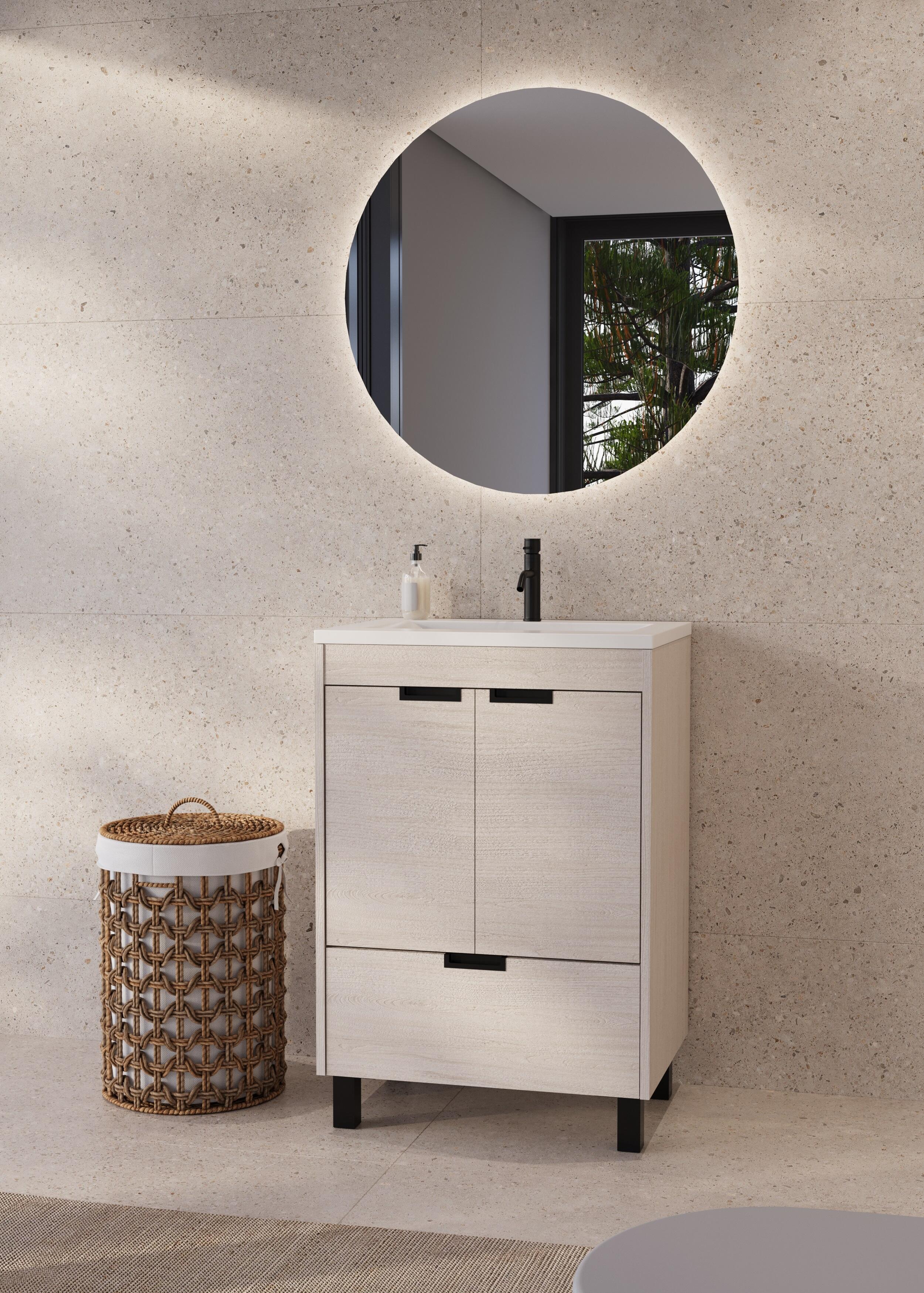 Mueble de baño con lavabo Carol roble gris 60x45 cm | Leroy Merlin