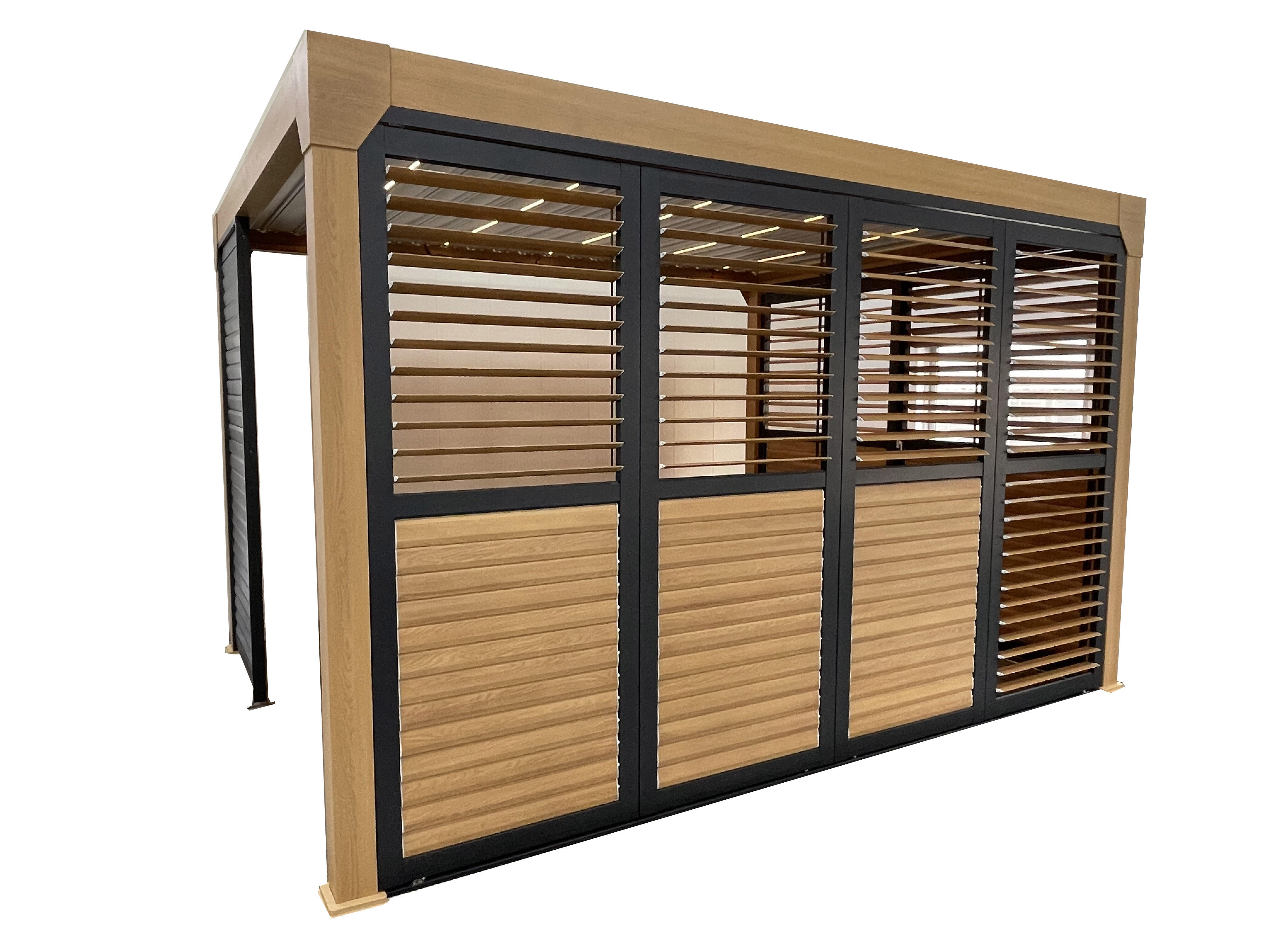 Panneau ouvrant 4m (2x2m) noir 2100+persienne orientable alu bois GREEN ...