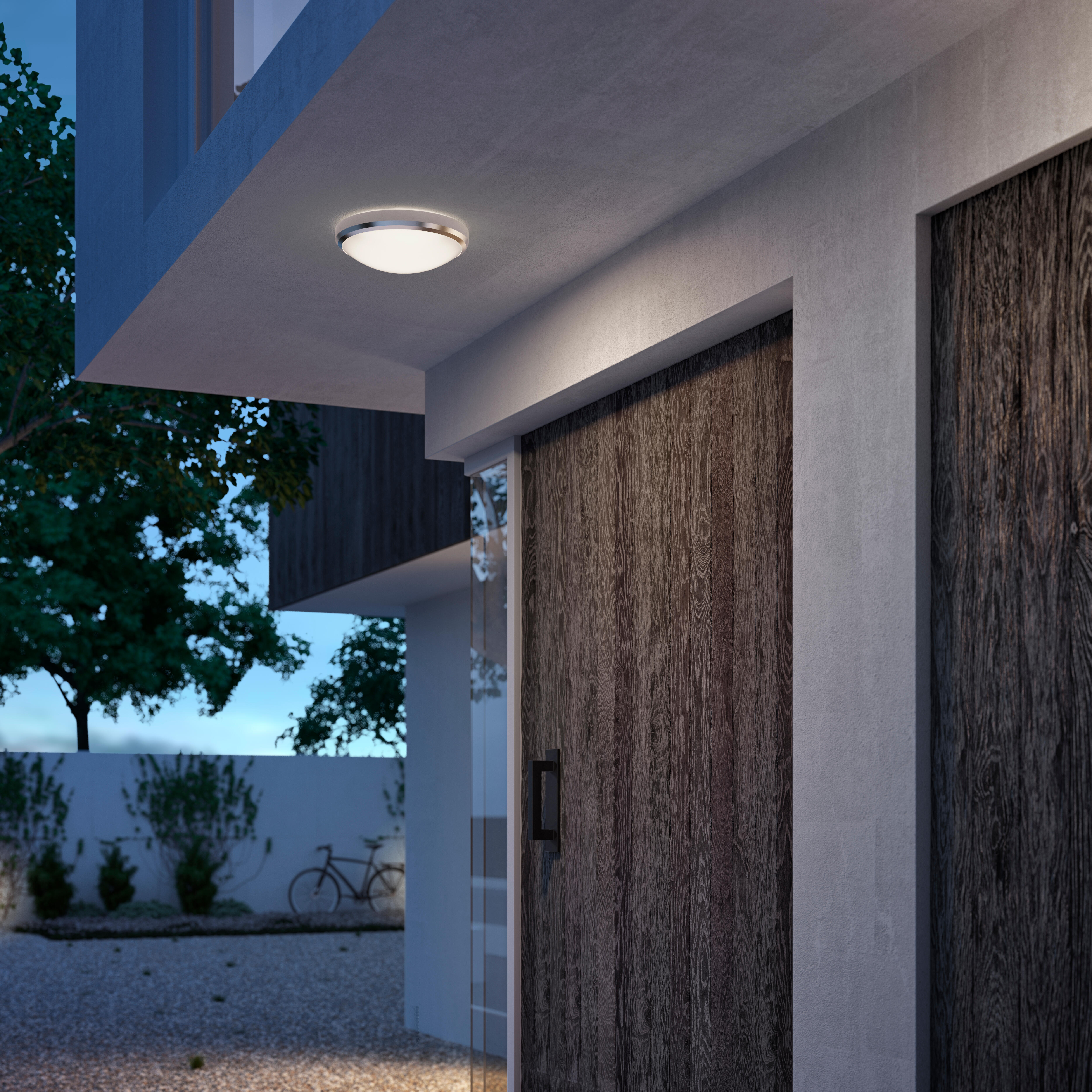 Plafón exterior led PHILIPS Doris níquel 6W blanco neutro | Leroy Merlin