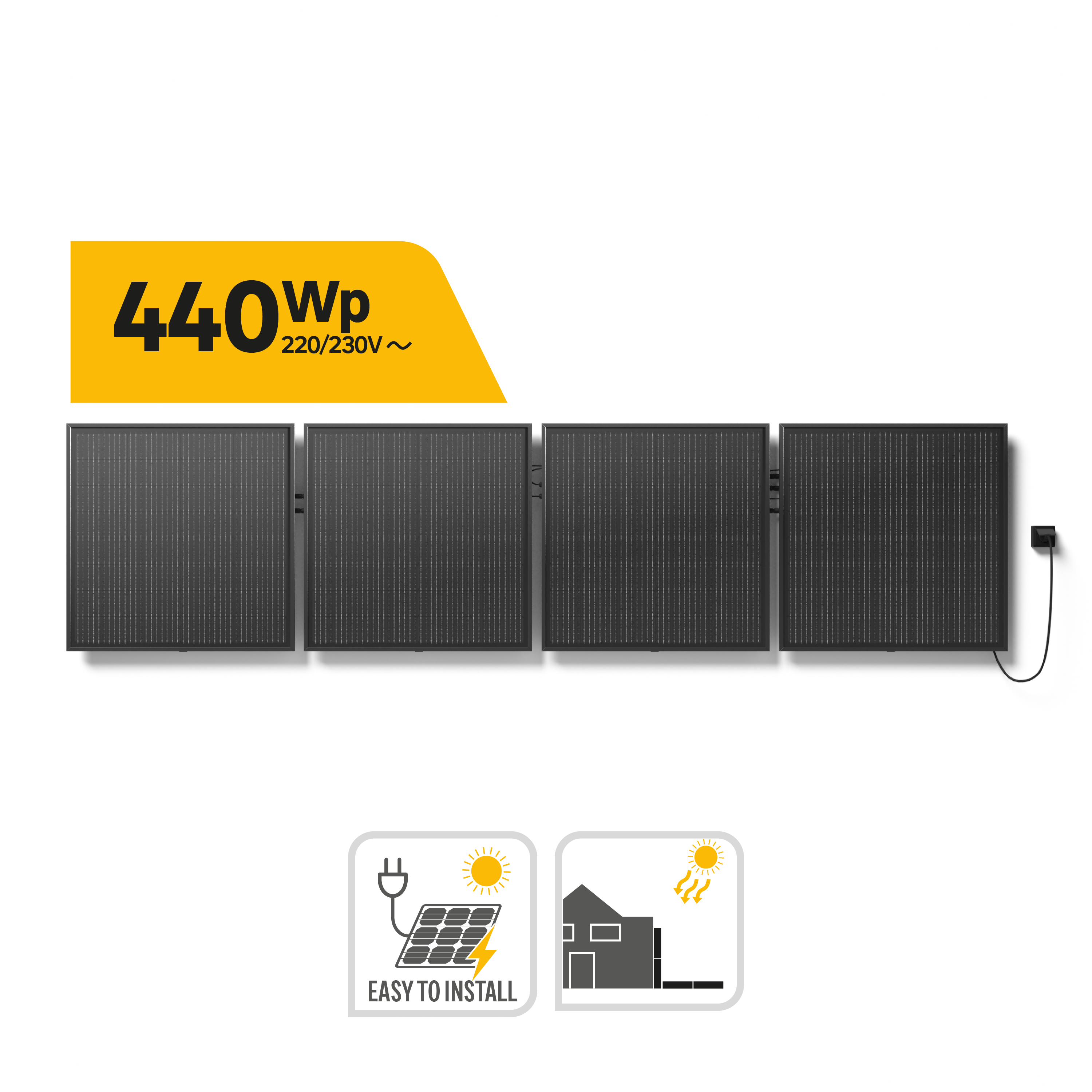 Kit Solar enchufable LEXMAN 4 paneles rígidos 440W para pared/suelo ...