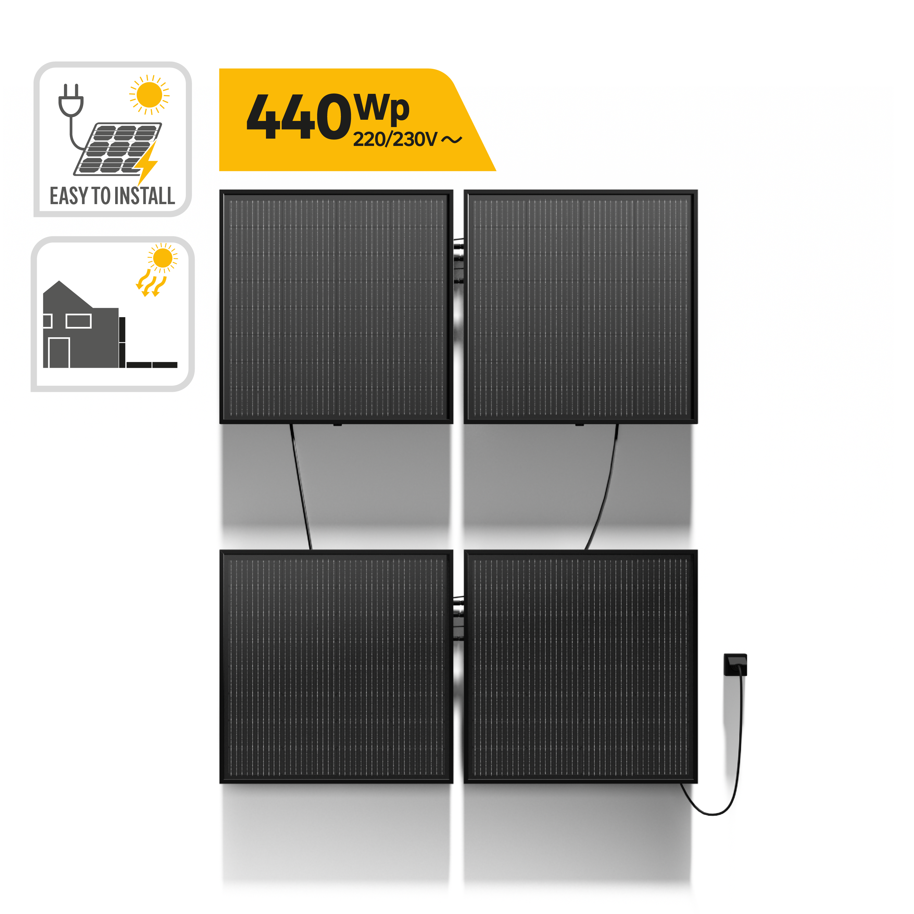 Kit Solar enchufable LEXMAN 4 paneles rígidos 440W para pared/suelo ...