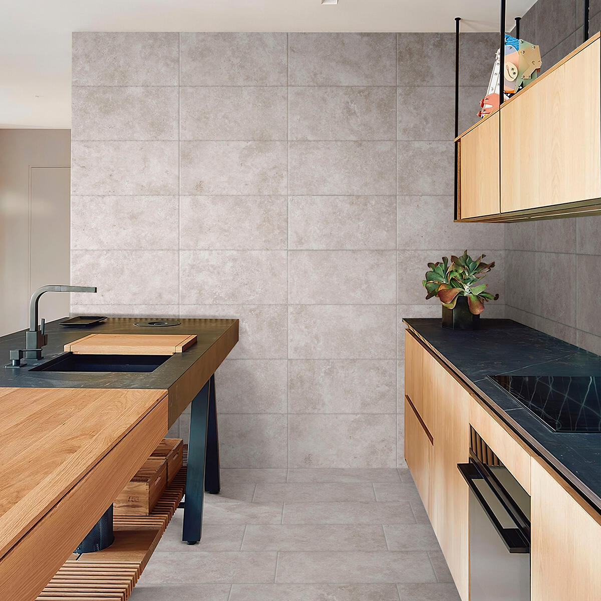 Carrelage mur / sol intérieur effet travertin gris Tiber l.30 x L.60.4 ...