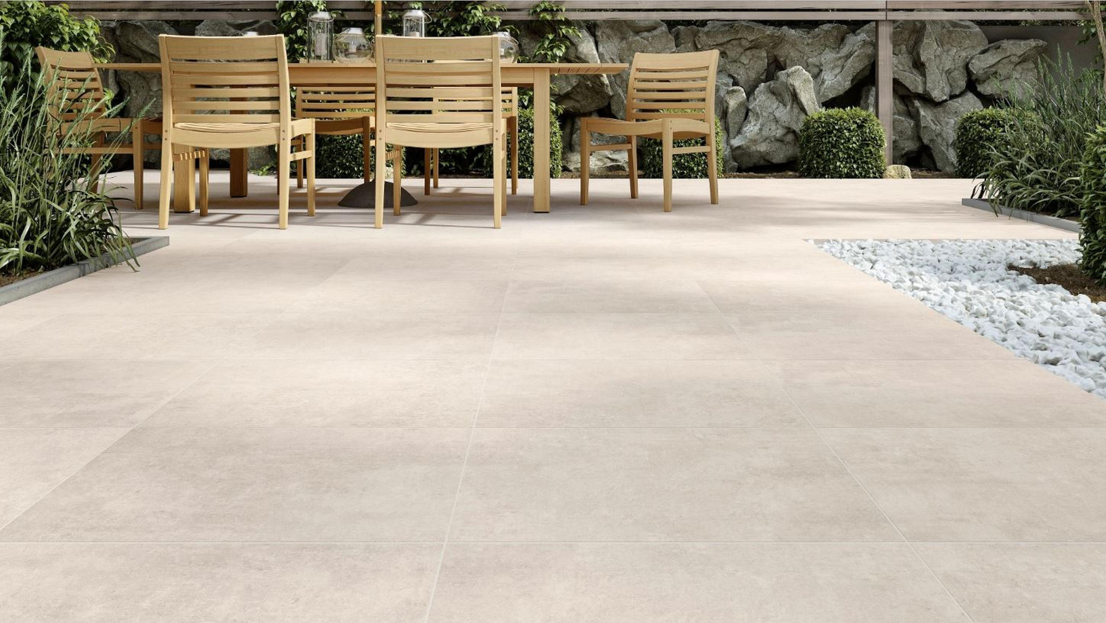 Peldaño gres porcelánico Martins efecto cemento arena 59.5x30cm espesor ...