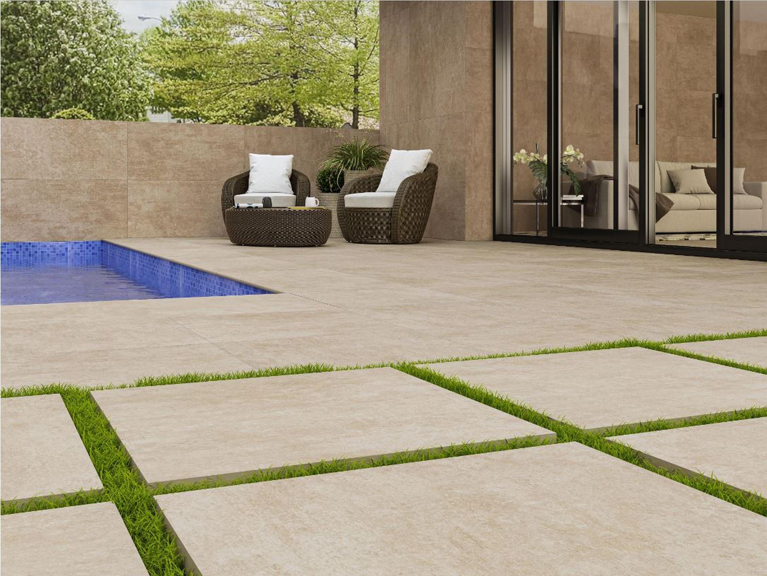 Peldaño gres porcelánico Martins efecto cemento arena 59.5x30cm espesor ...