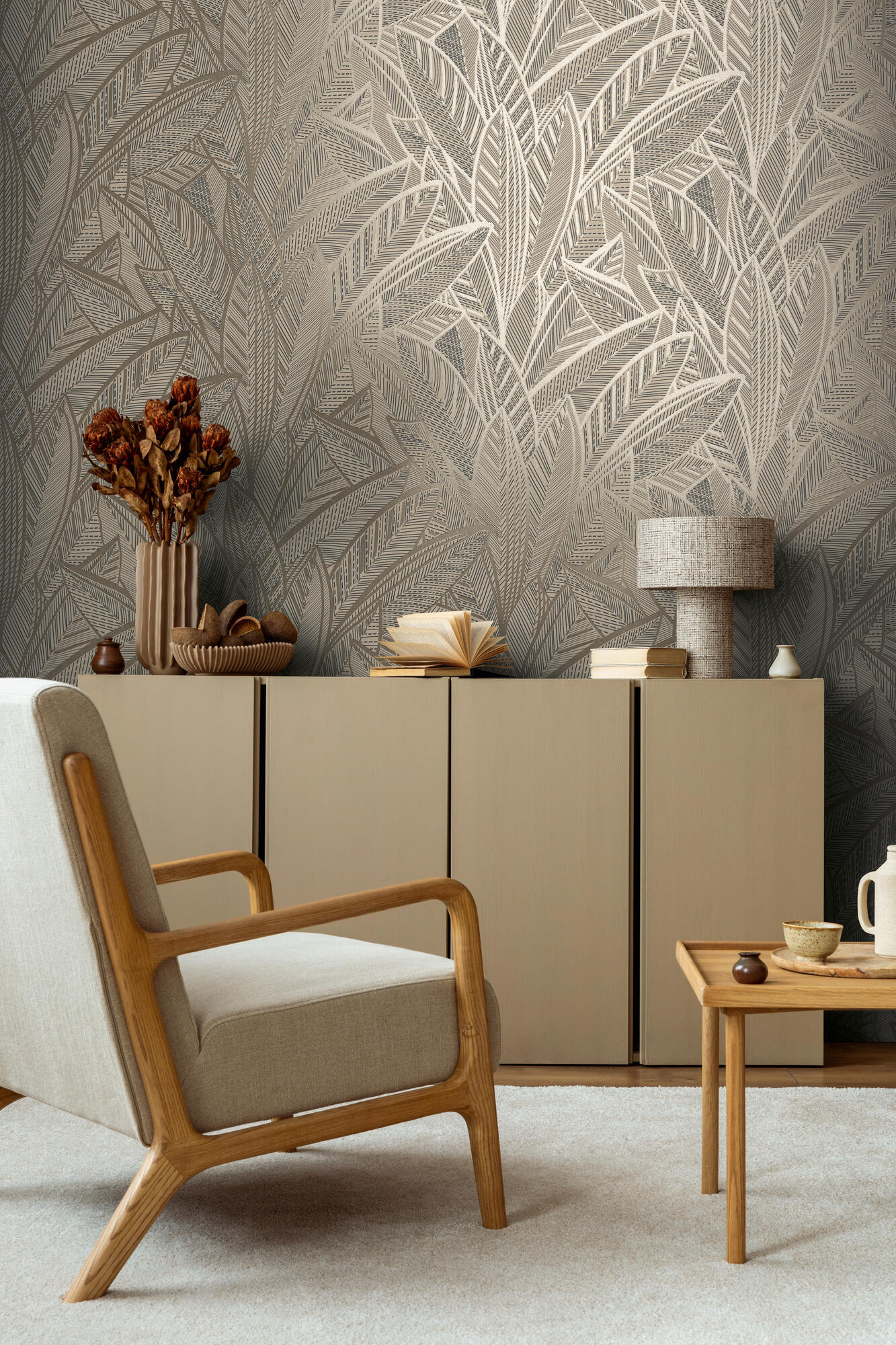 Papier Peint Beige Et Or