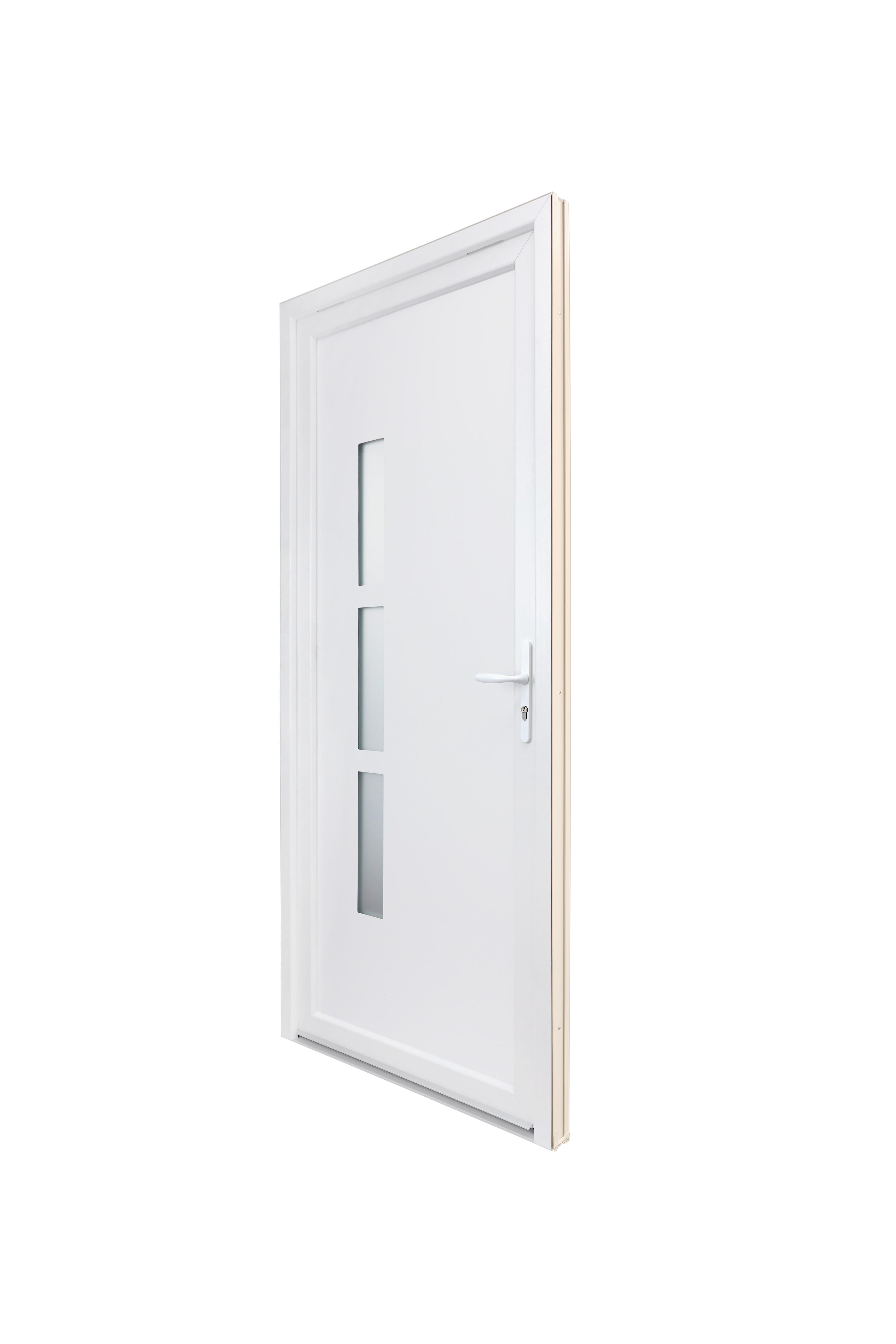 Porte d'entrée PVC Londres H.215 x l.90 cm poussant gauche blanc | Bricoman