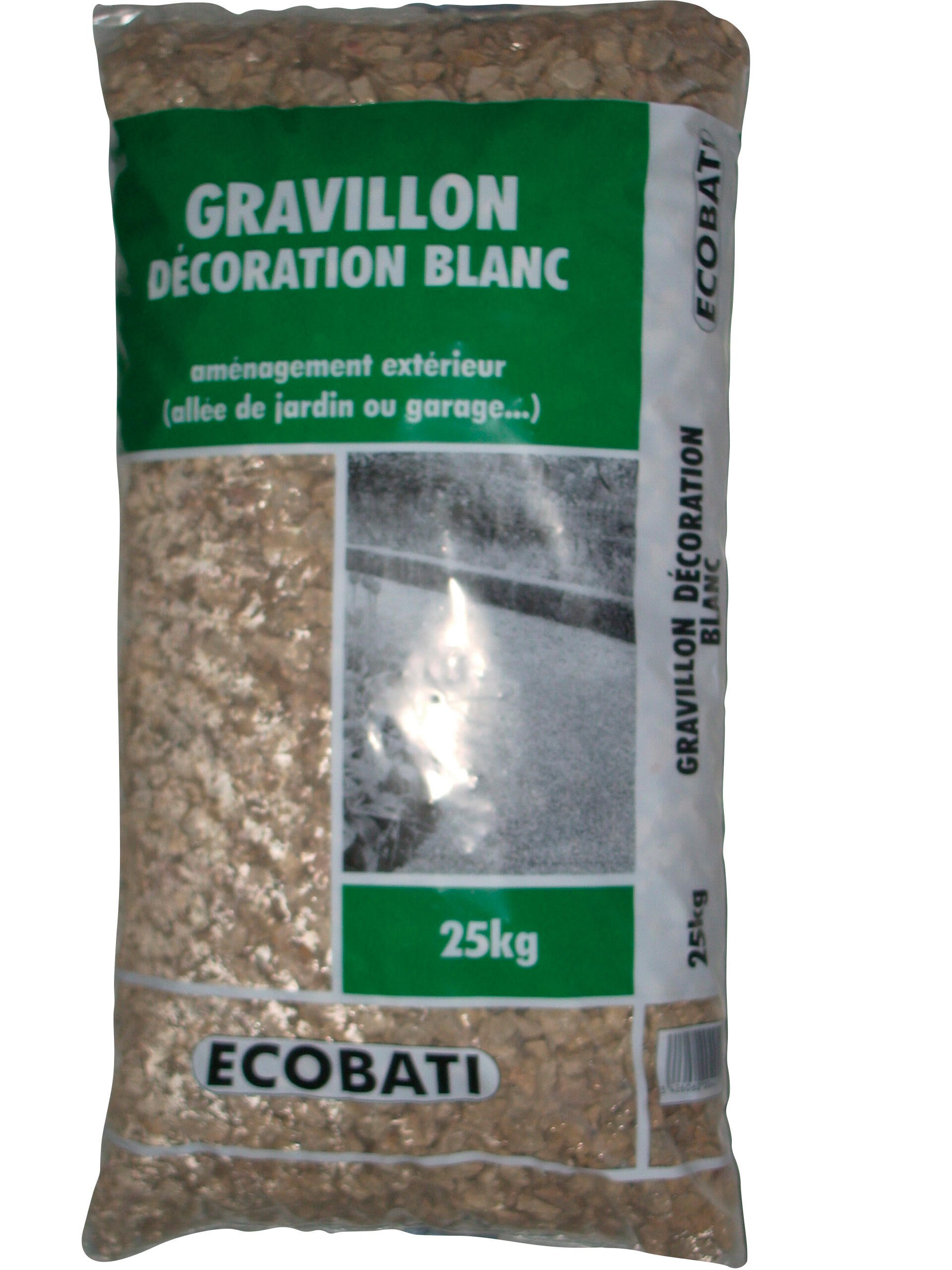 Sac gravillon décoratif calcaire blanc, 25 kg | Bricoman