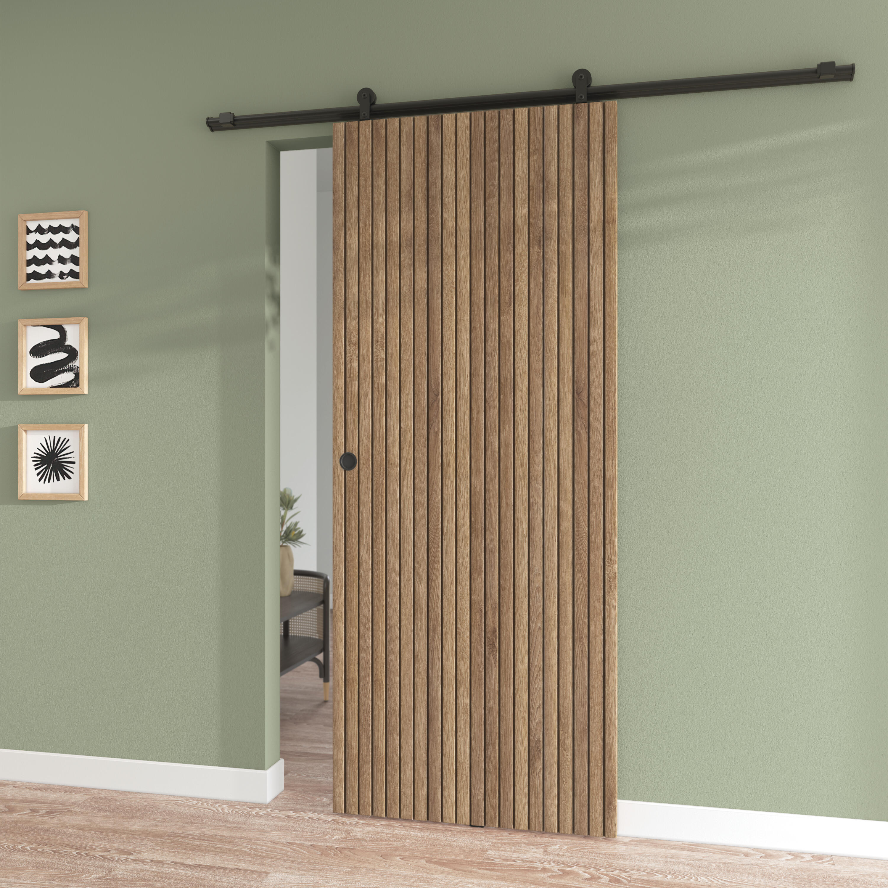 Porte coulissante Lia effet tasseau, H.204 x l.93 cm ARTENS | Leroy Merlin