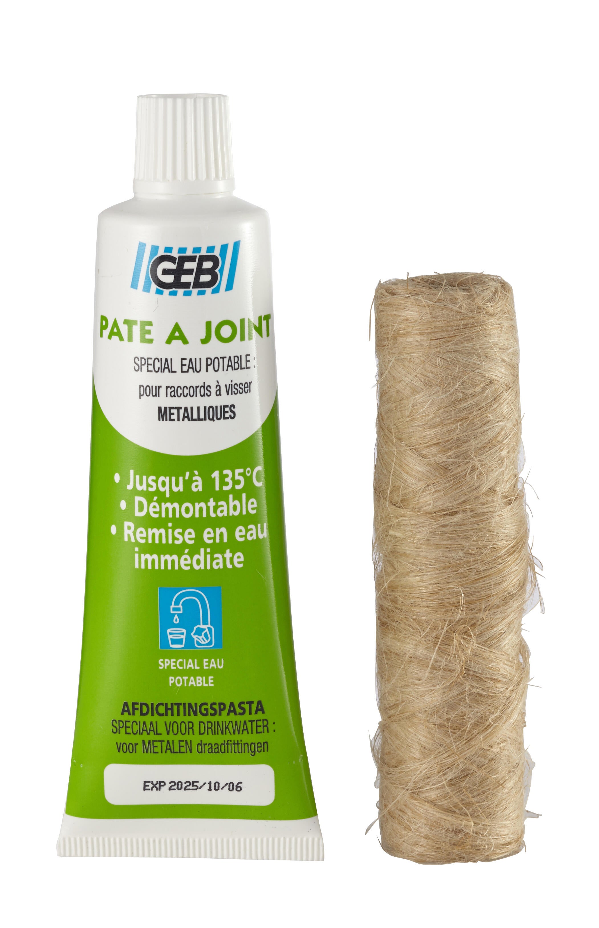 Kit d'étanchéité comprenant : pâte à joint 50 ml + filasse 20 g - GEB ...