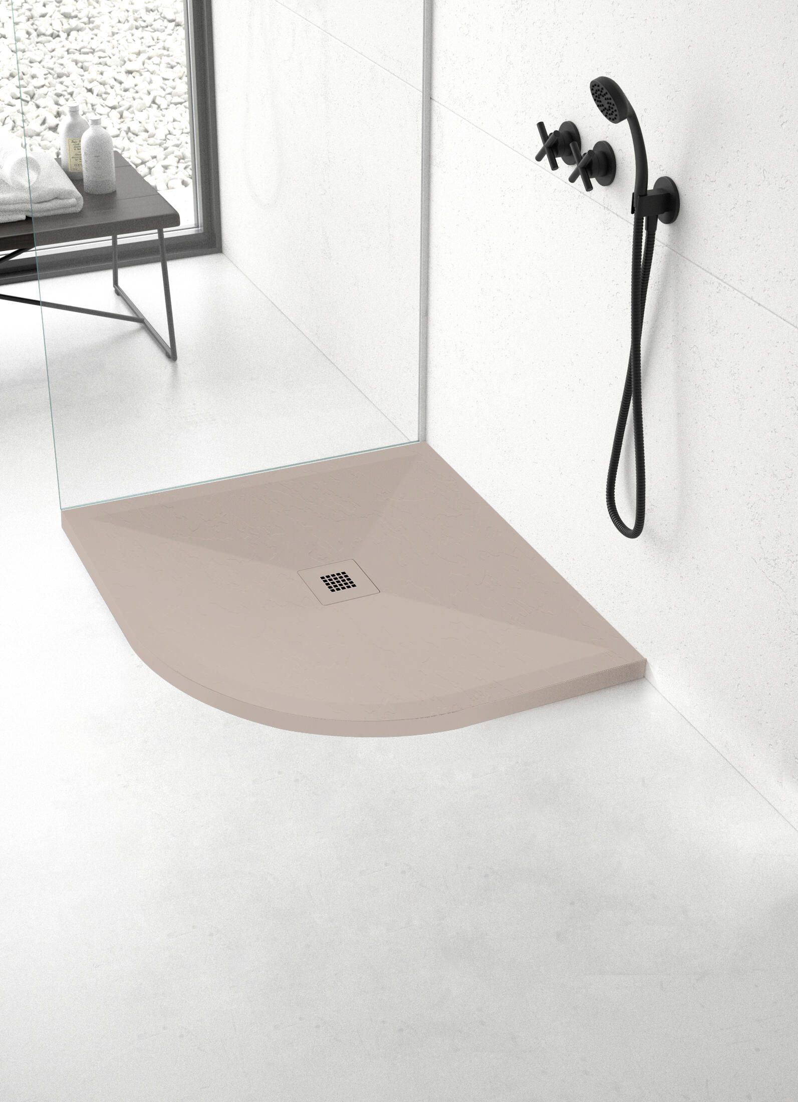 Plato de ducha Play Curva 80x80 cm arena | Leroy Merlin
