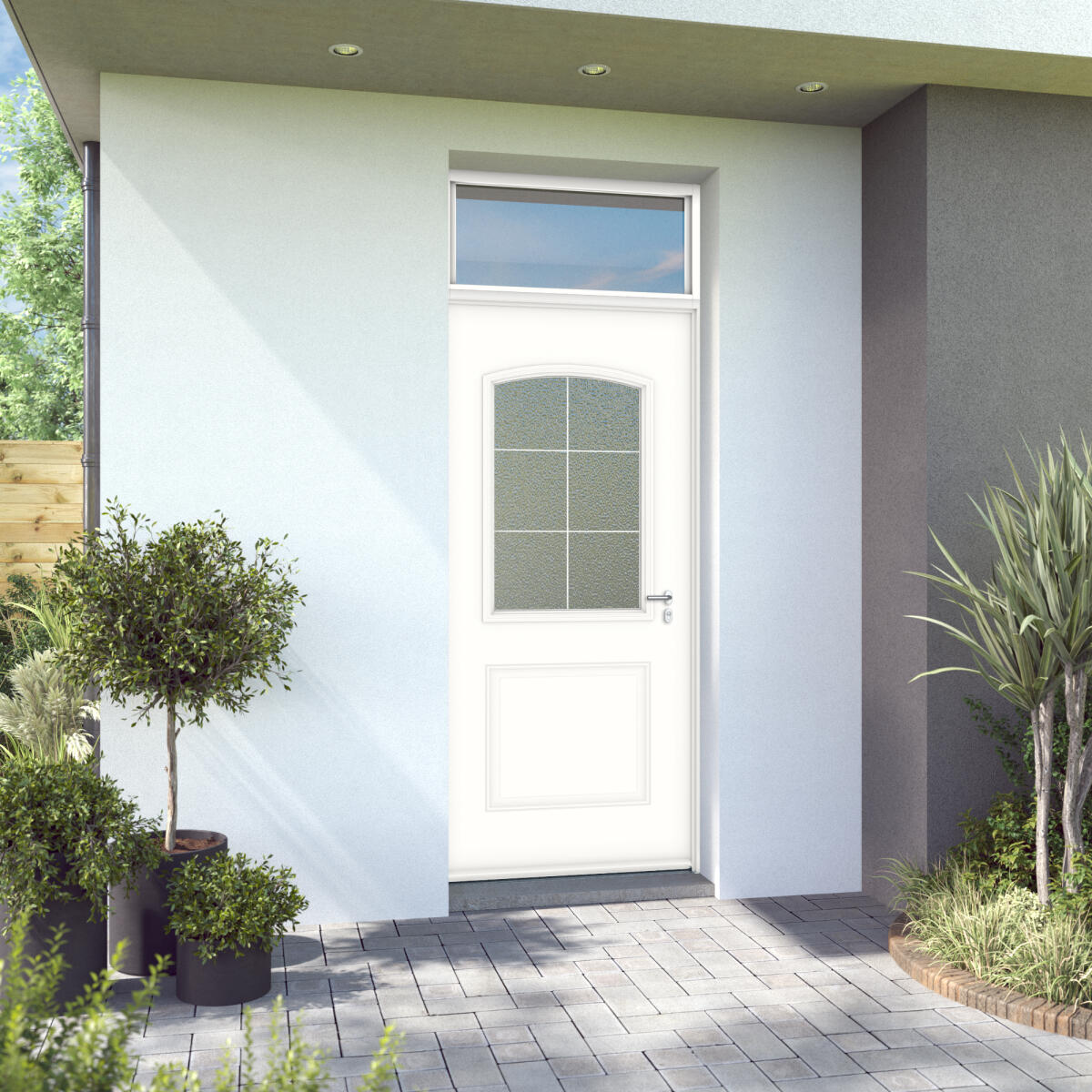 Porte d'entrée acier vitrée sur-mesure avec imposte Aldo | Leroy Merlin