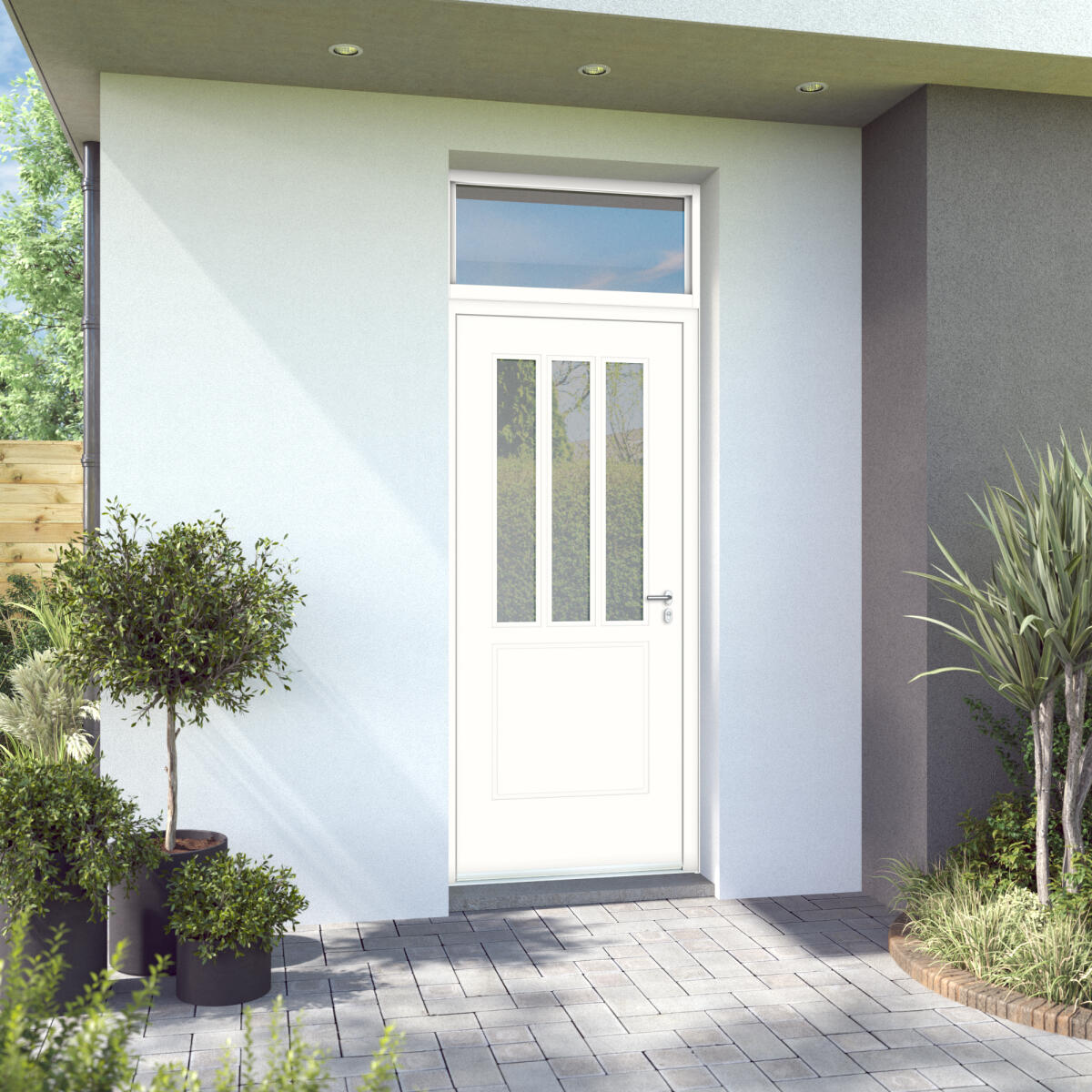 Porte d'entrée acier vitrée sur-mesure avec imposte Atelier | Leroy Merlin