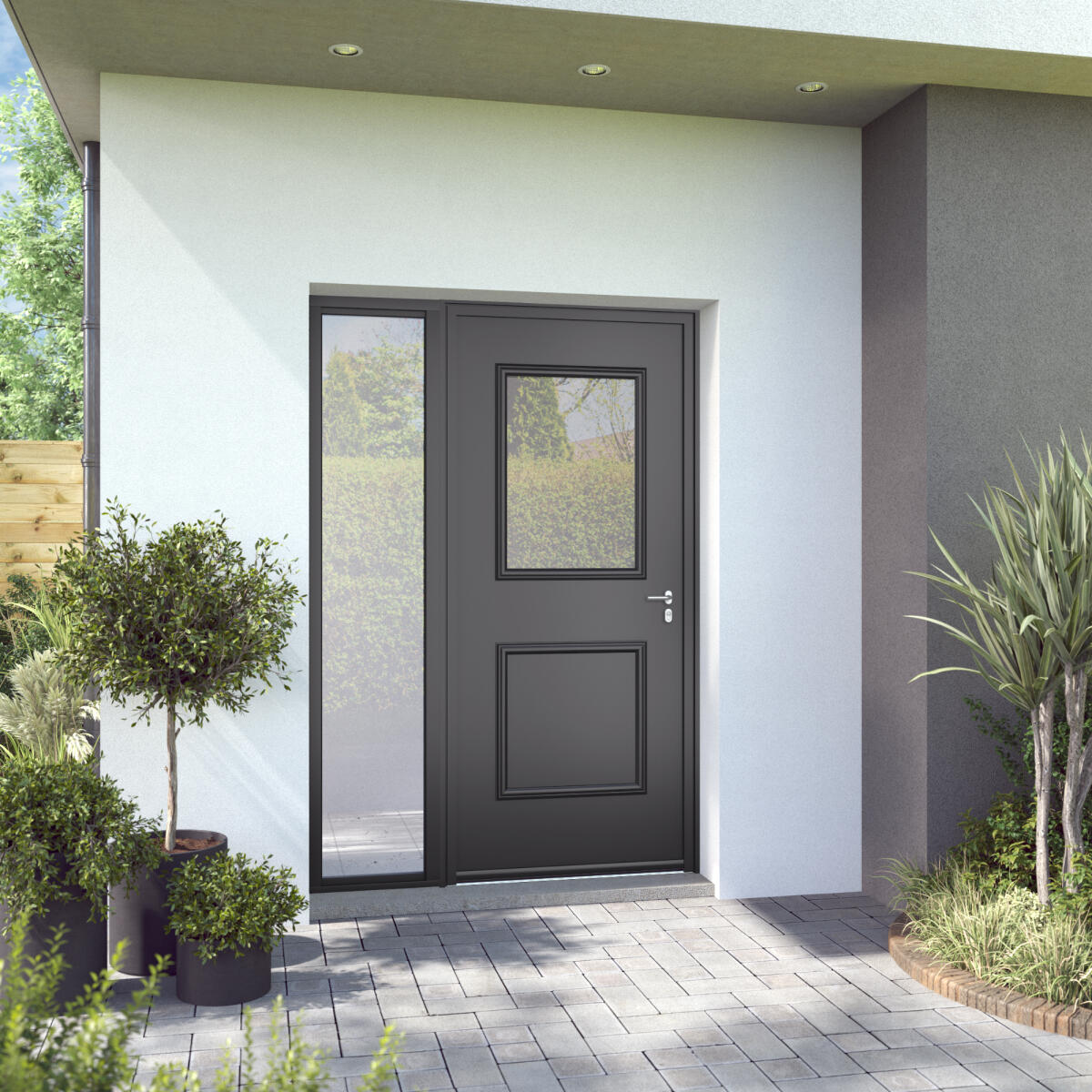 Porte d'entrée aluminium vitrée sur-mesure avec tierce Destra | Leroy ...