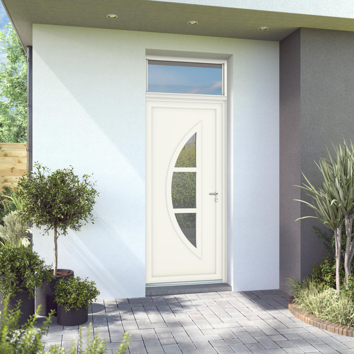 Porte d'entrée pvc vitrée sur-mesure avec imposte Garance | Leroy Merlin