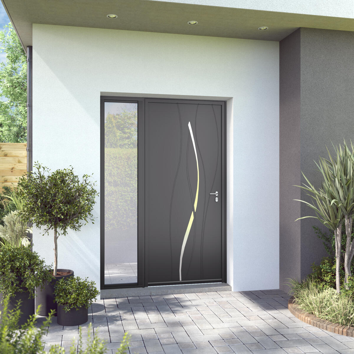 Porte d'entrée aluminium pleine sur-mesure avec tierce Indis | Leroy Merlin