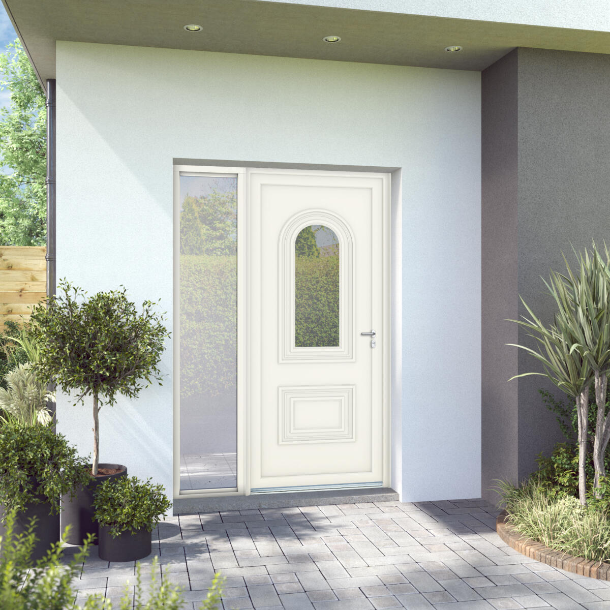 Porte d'entrée pvc vitrée sur-mesure avec tierce Lille | Leroy Merlin