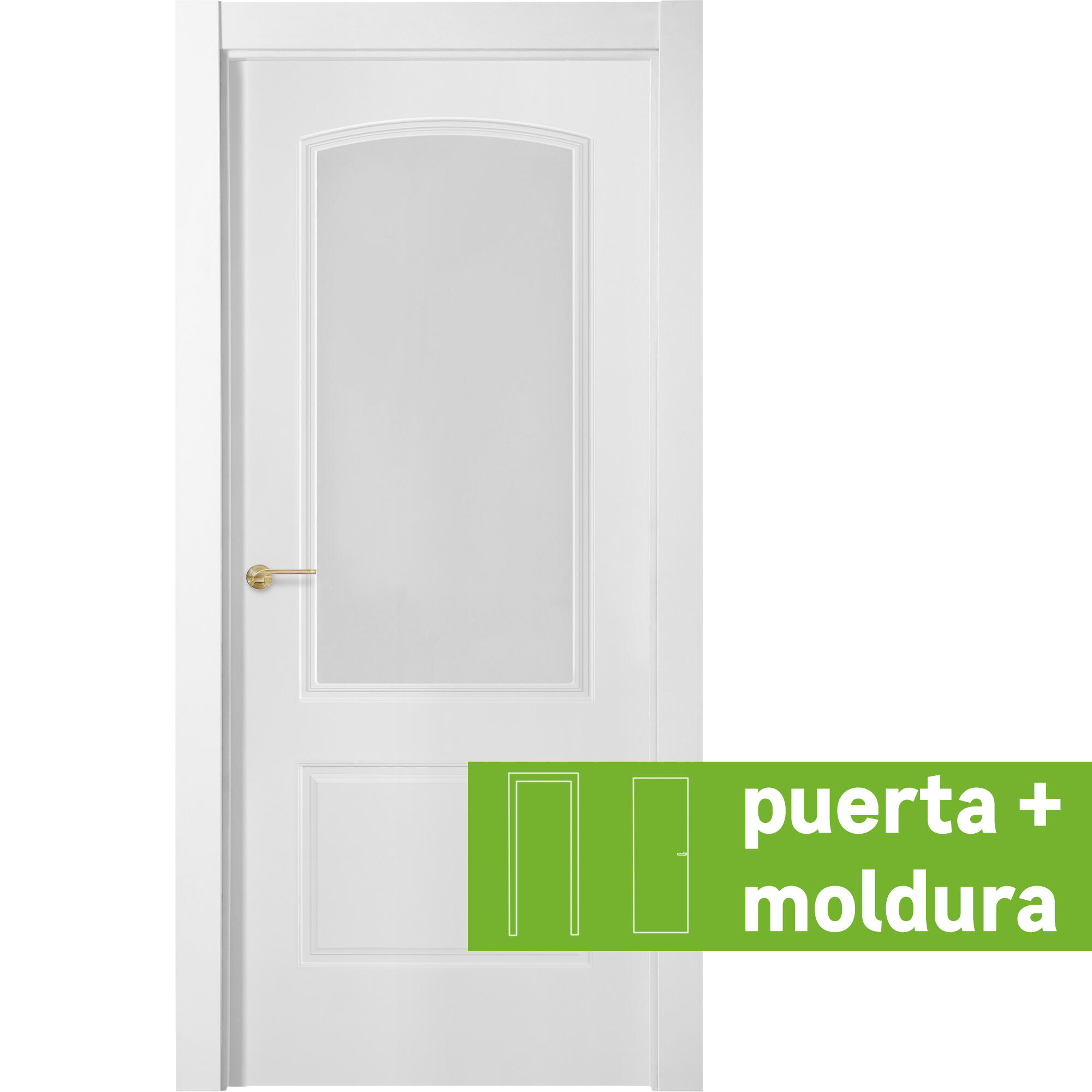 Pack Puerta de interior abatible con cristal maciza lacada Line Plus ...