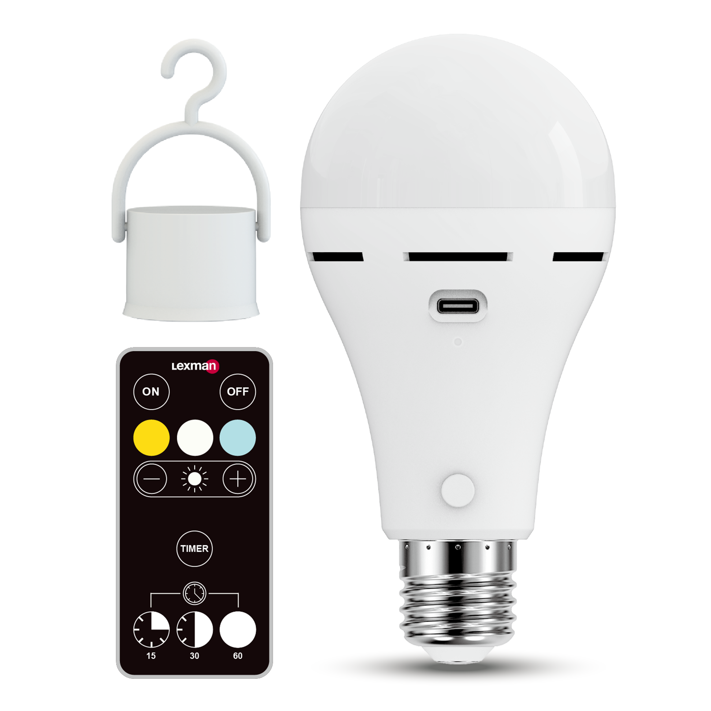 Ampoule led rechargeable USB E27, 806lm = 60W, variation de blancs ...