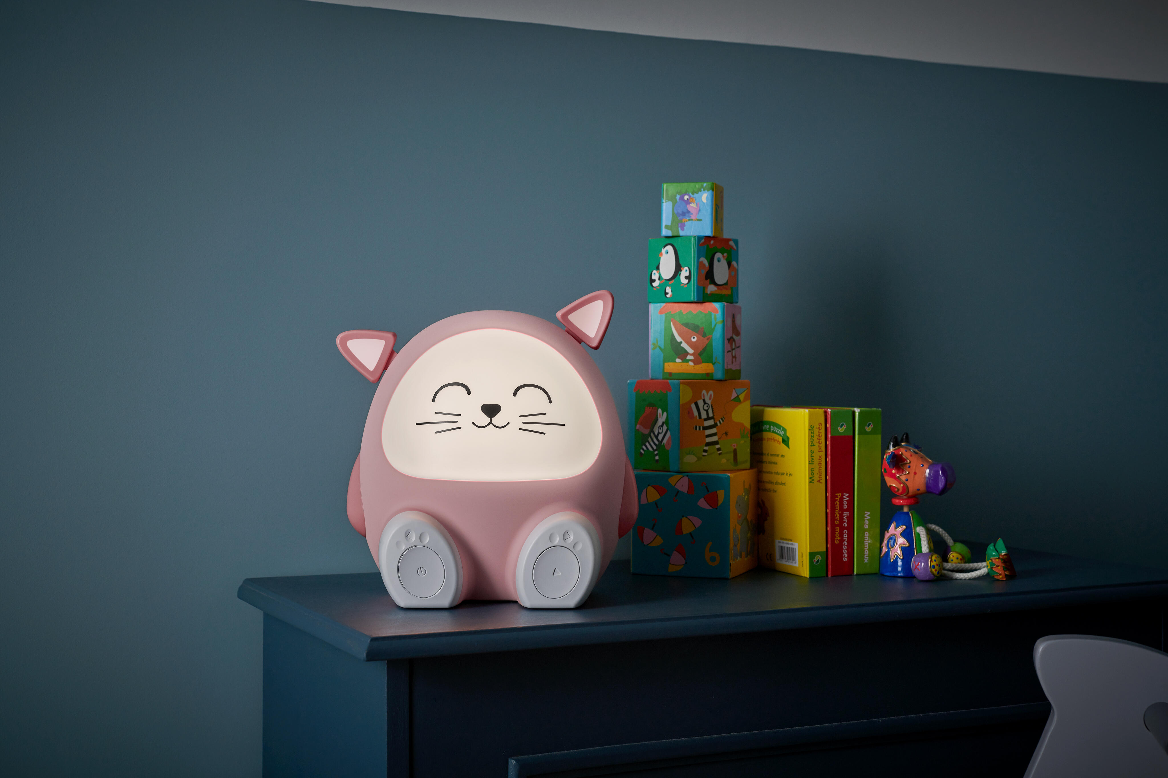 Luz guía infantil Gato 225lm con altavoz y USB intensidad regulable ...