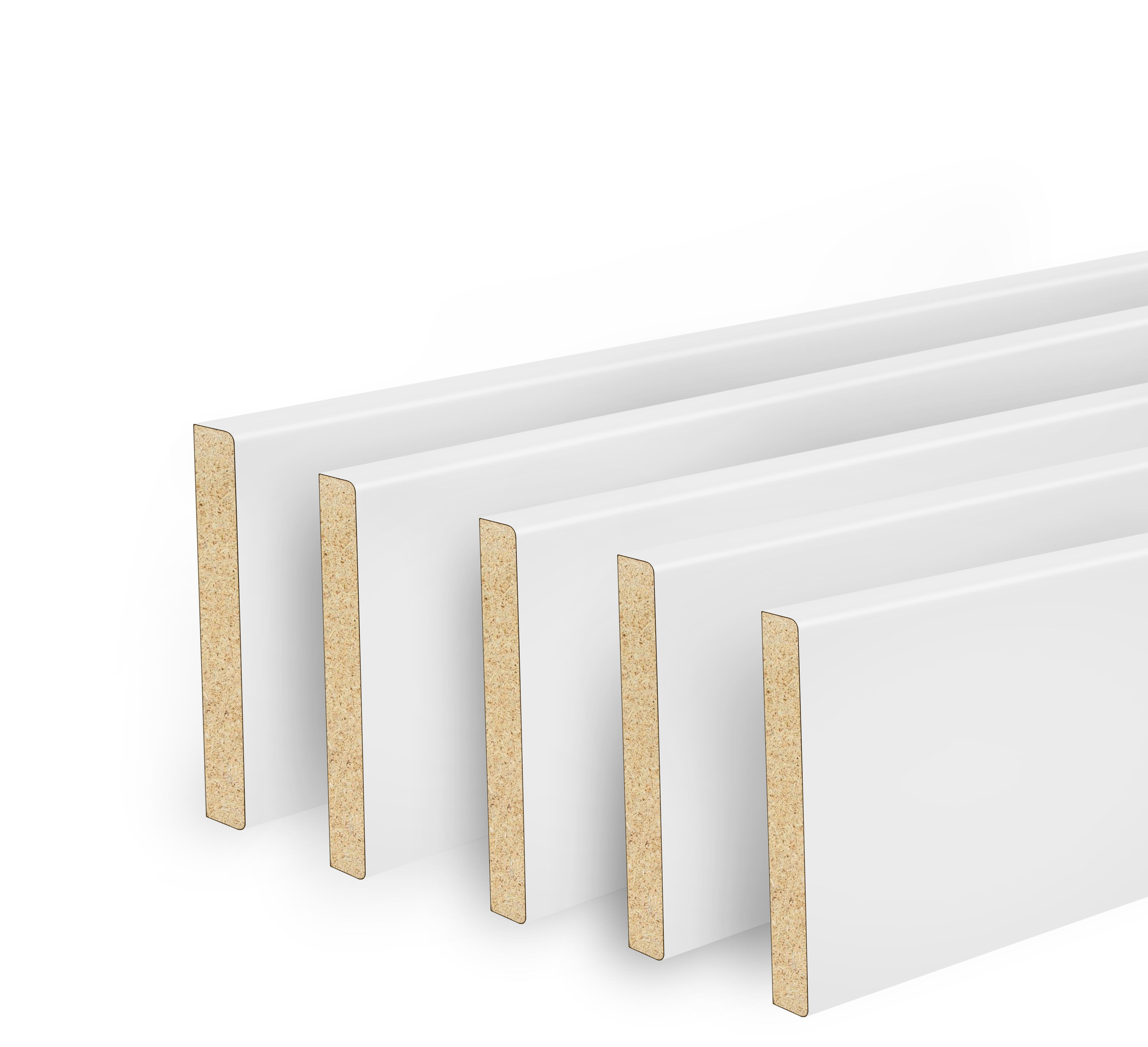Kit de 5 tapetas lisas mdf lacado blanco 70x10x2200mm | Leroy Merlin
