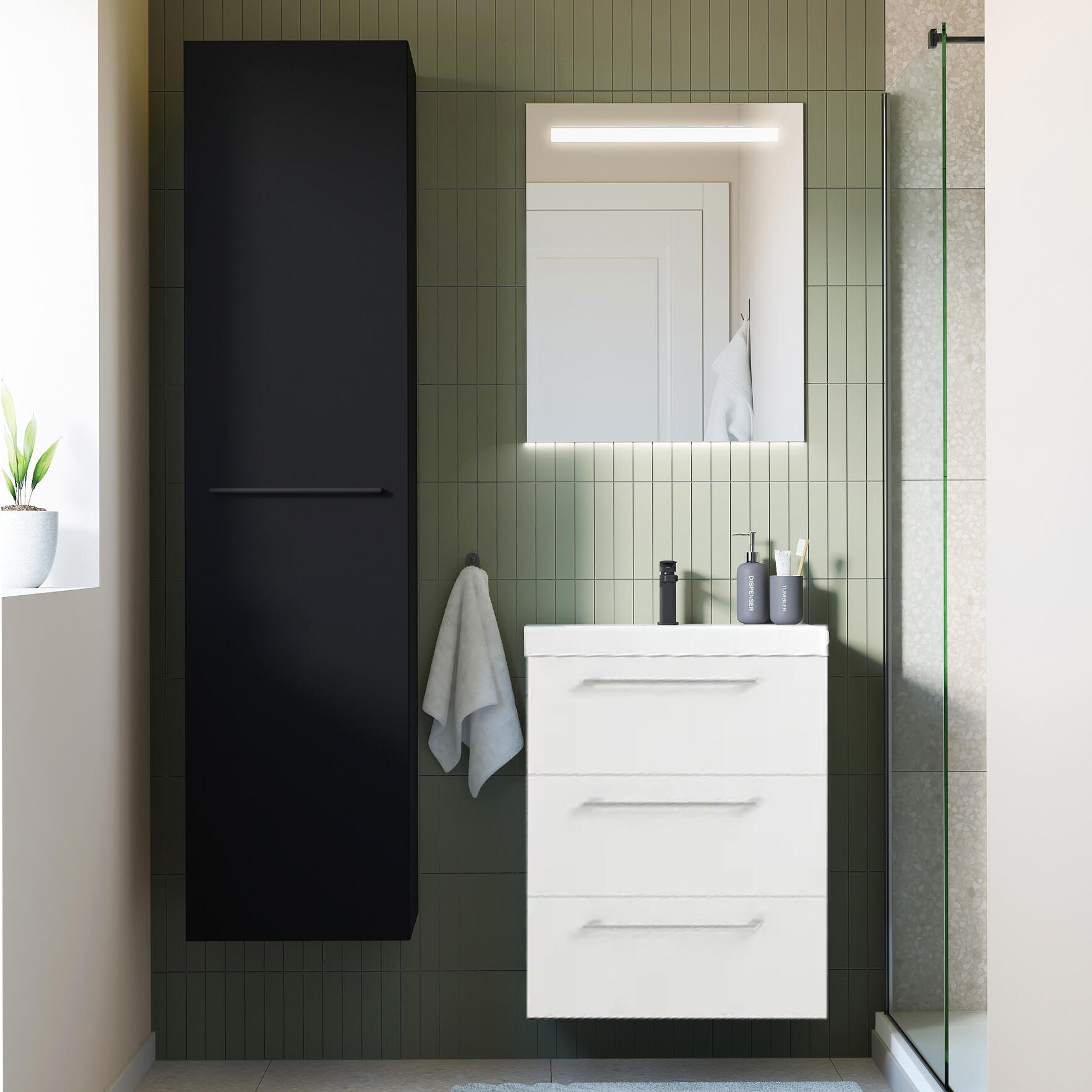 Mobile sottolavabo e lavabo Remix New bianco lucido L 60 x H 73 x P 33 ...