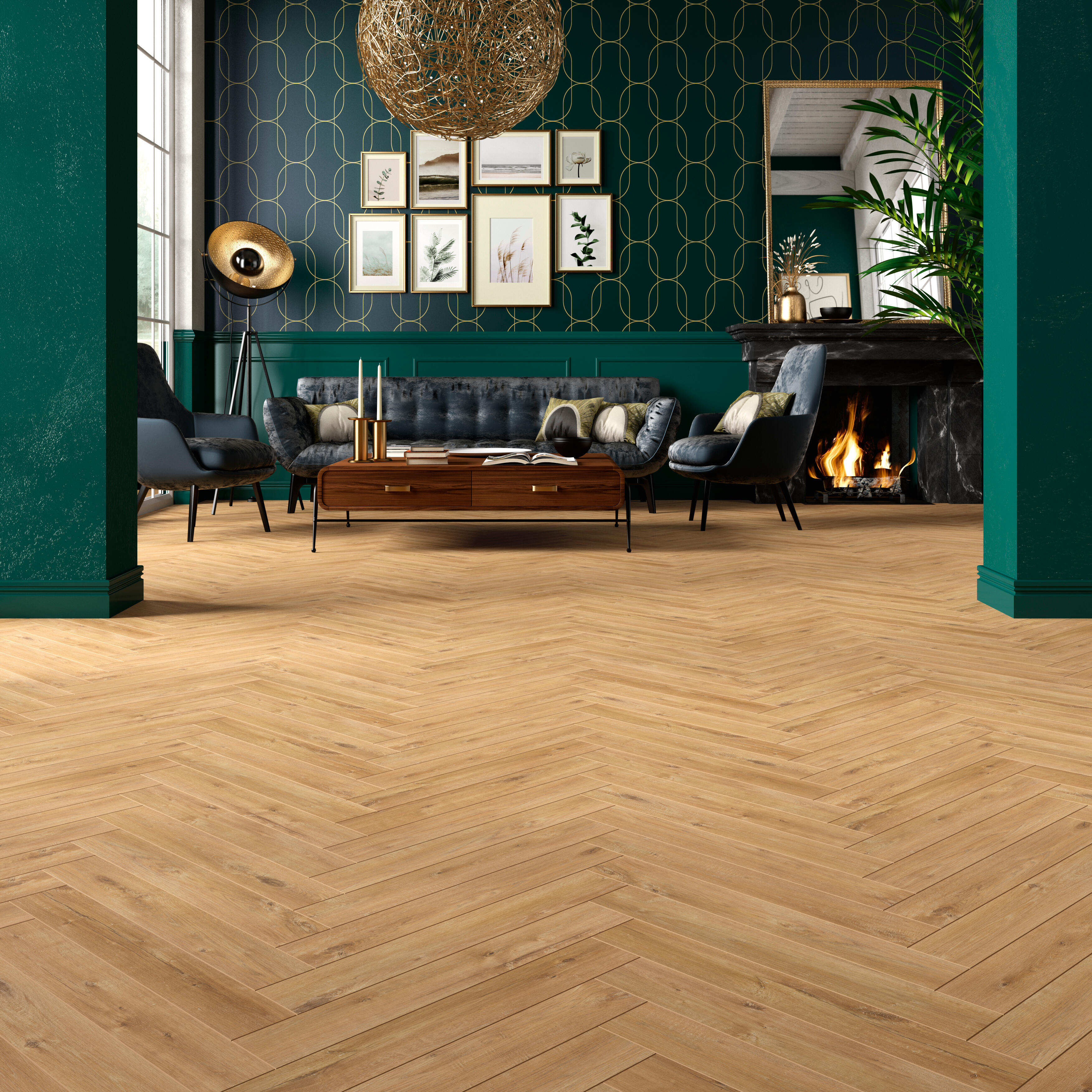 Sol stratifié CREATIV' oleron bâton rompu, Ep.8 mm, résistant à l'eau ...