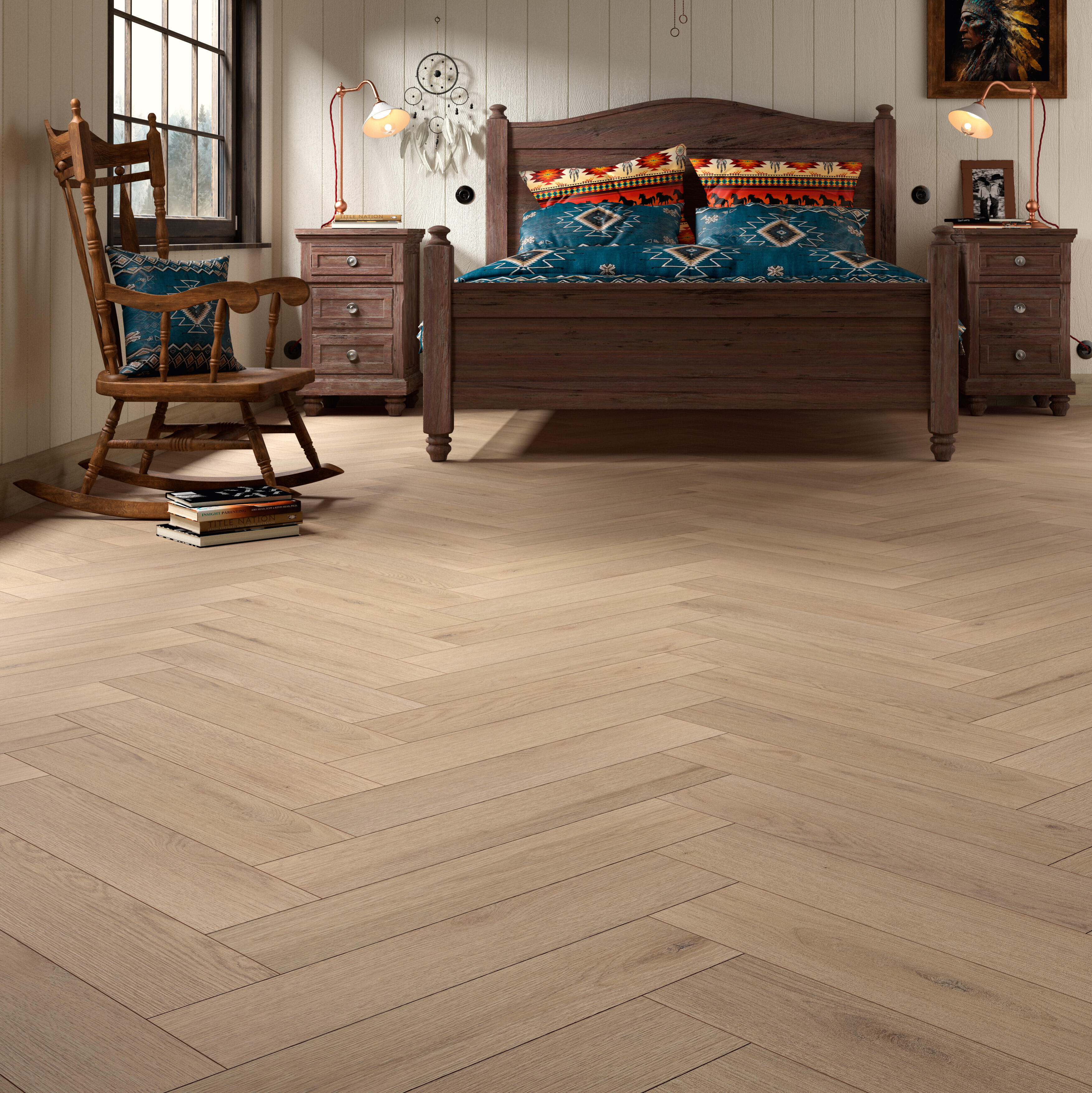 Sol stratifié CREATIV' austin bâton rompu, Ep.8 mm, résistant à l'eau ...