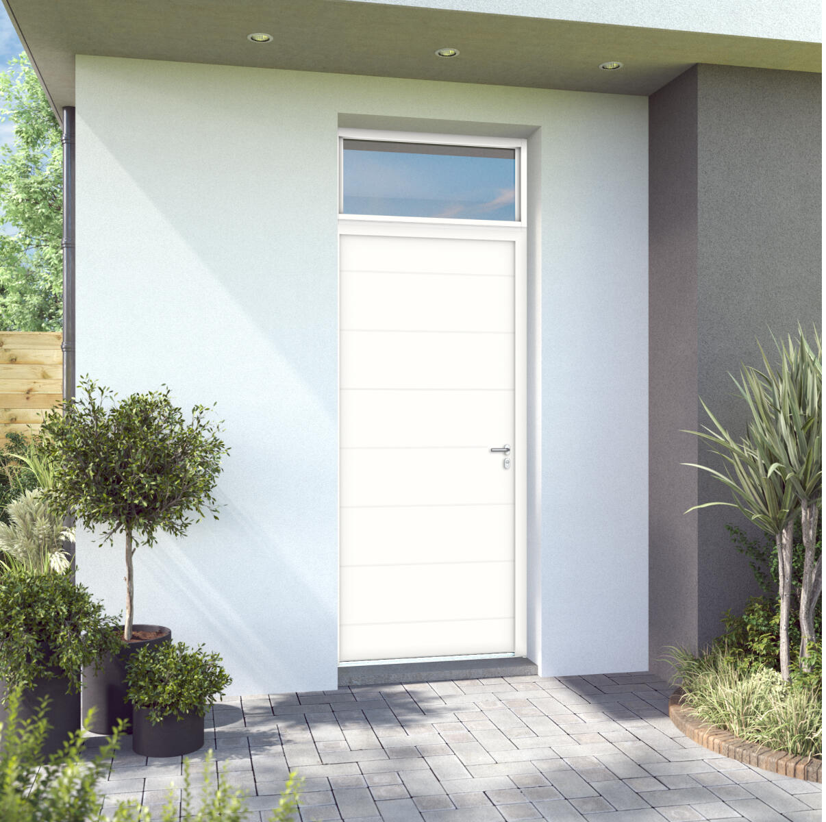 Porte d'entrée aluminium plein sur-mesure avec imposte Nevra | Leroy Merlin