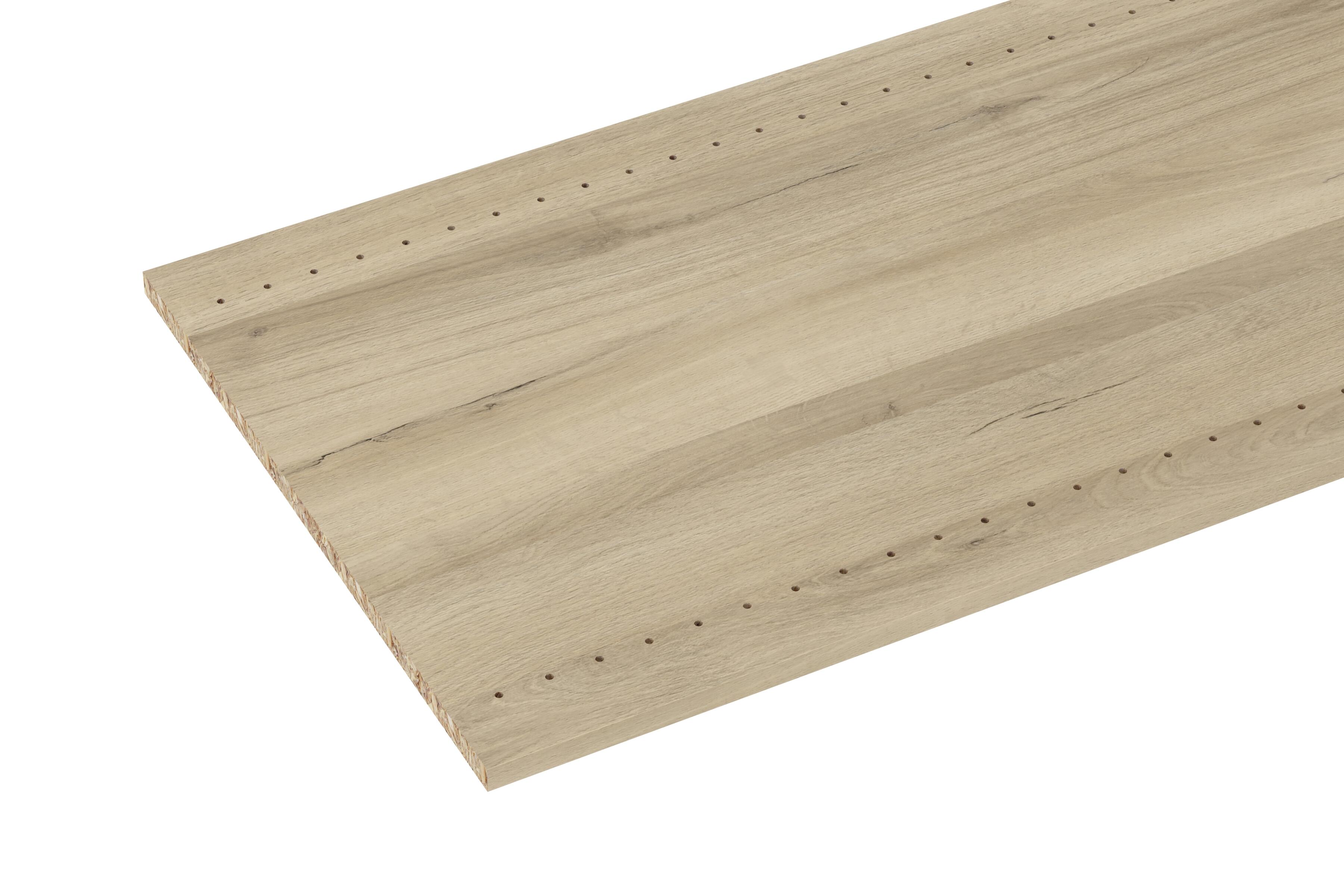 Tablette aggloméré mélaminé prépercée bois blanchi, L.250 x l.50 x 1.8 ...