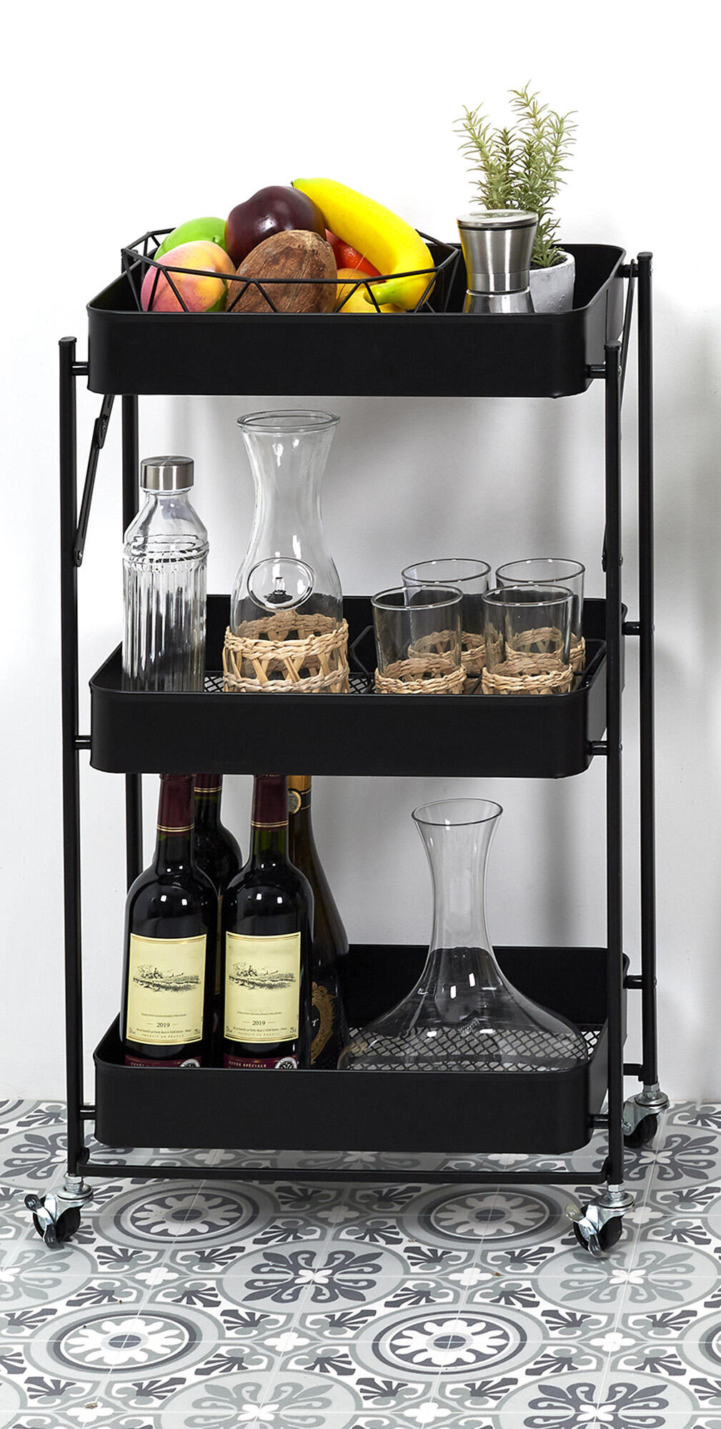 Camarera de cocina multiusos con ruedas negro 45.3x77.5cm | Leroy Merlin