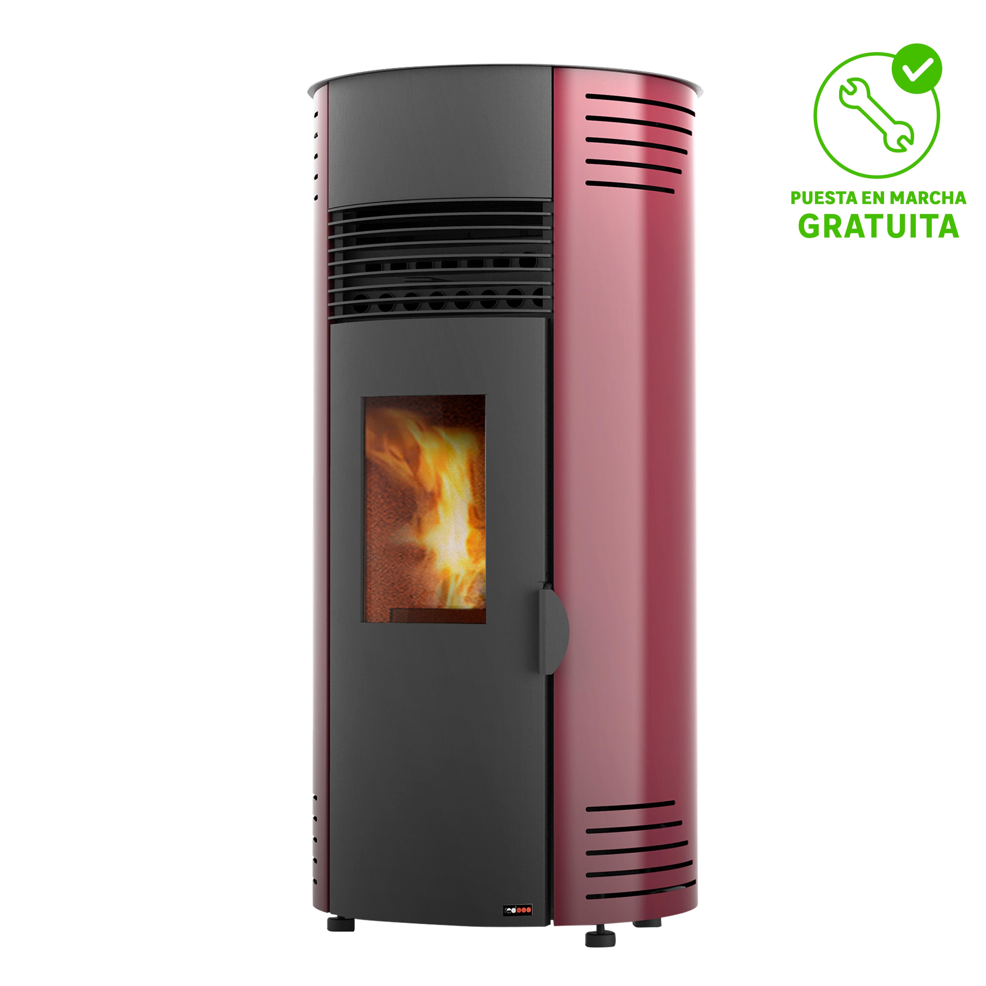 Estufa de pellet canalizable REDPOD Indie 9 kW roja | Leroy Merlin