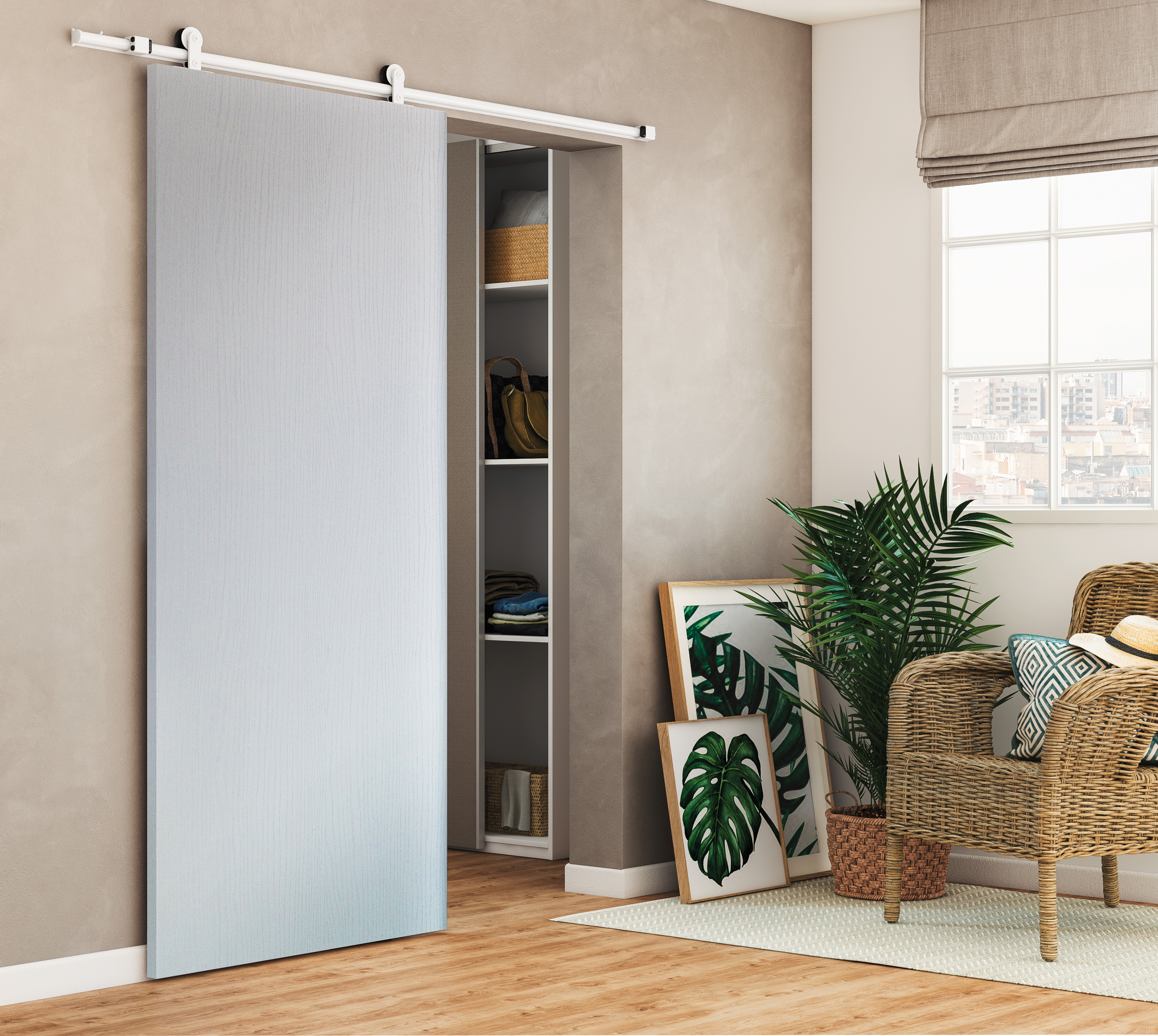 Porta scorrevole reversibile Renoir in mdf bianco, L 90 x H 210 cm, con ...
